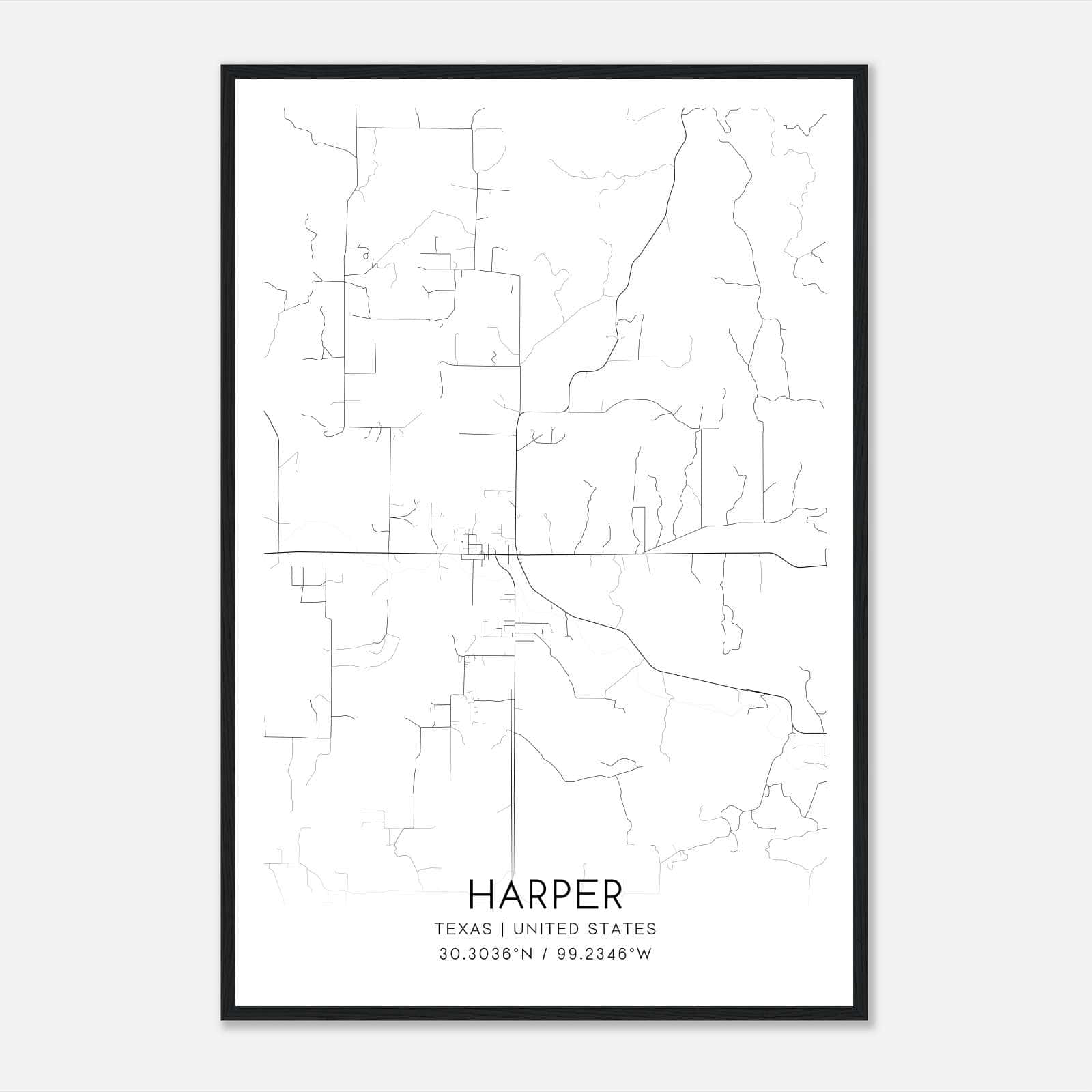 Harper Texas Map Poster, Modern Home Decor Wall Art Print - Custom Maps ...