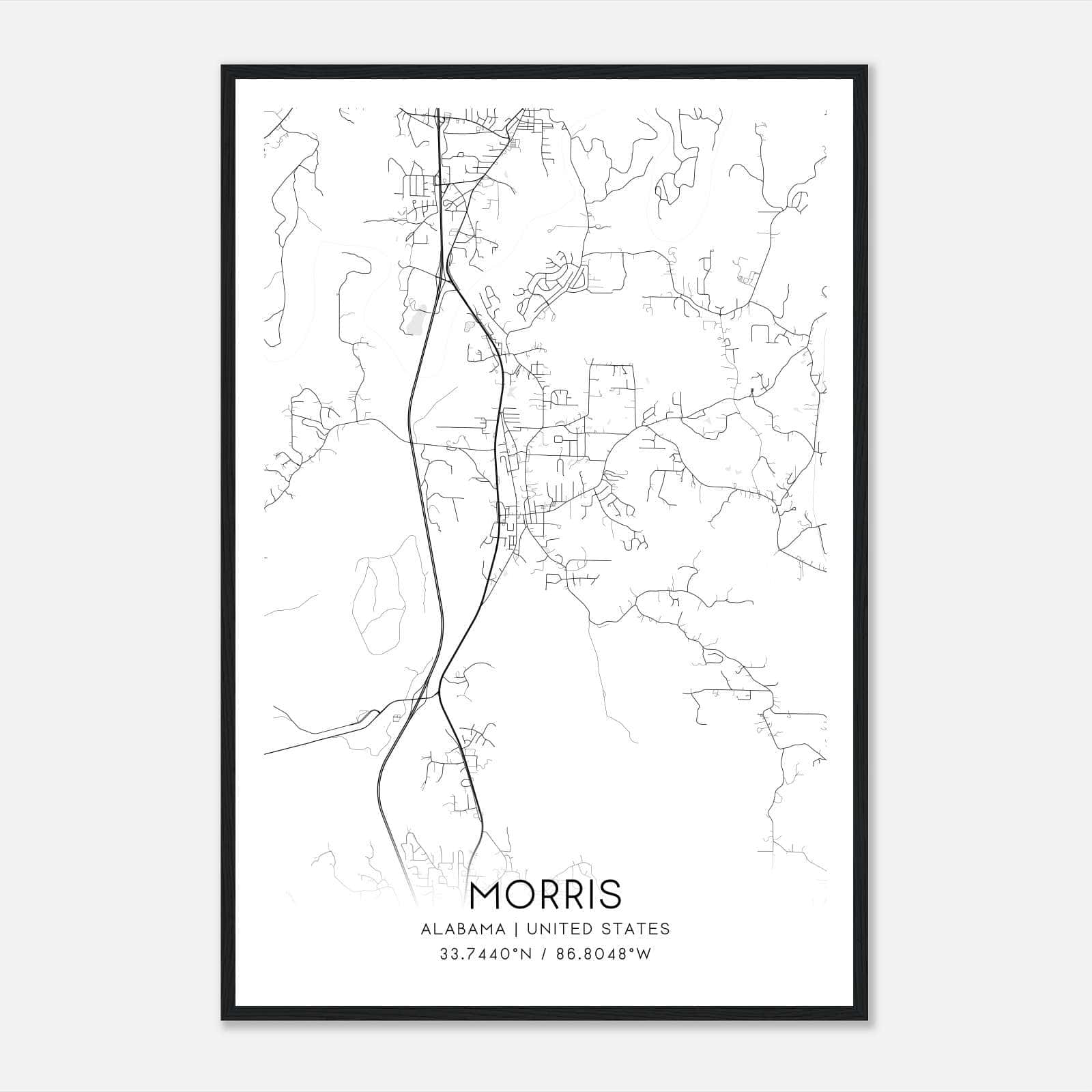 Morris Alabama Map Poster, Modern Home Decor Wall Art Print - Custom ...