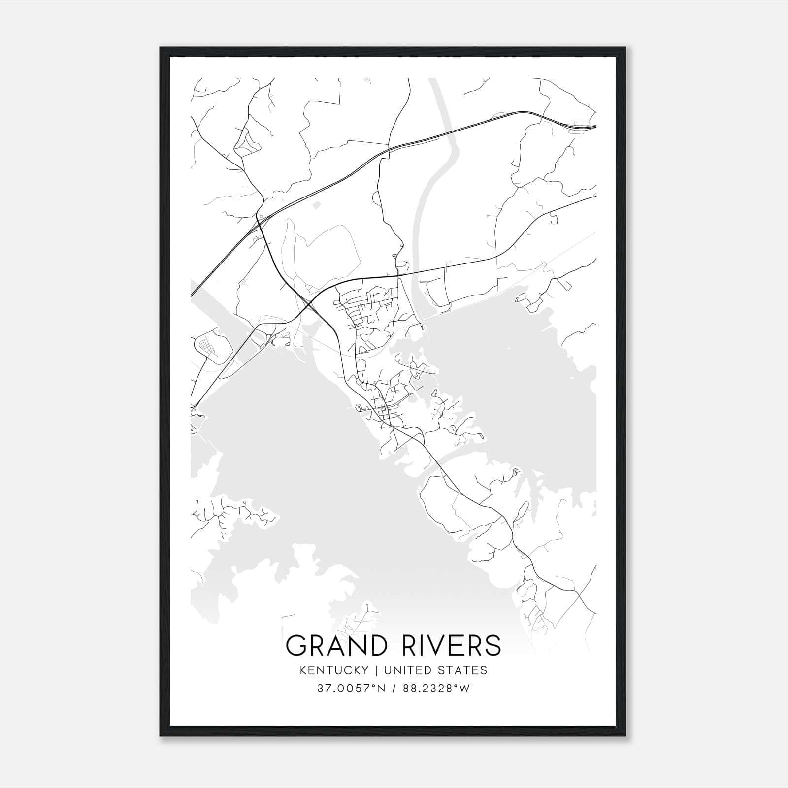 Grand Rivers Kentucky Map Poster, Modern Home Decor Wall Art Print ...