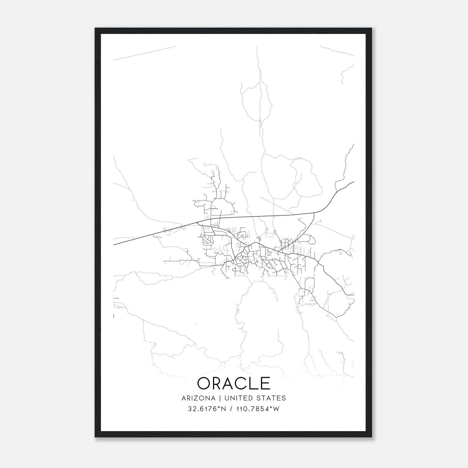 Oracle Arizona Map Poster, Modern Home Decor Wall Art Print - Custom ...