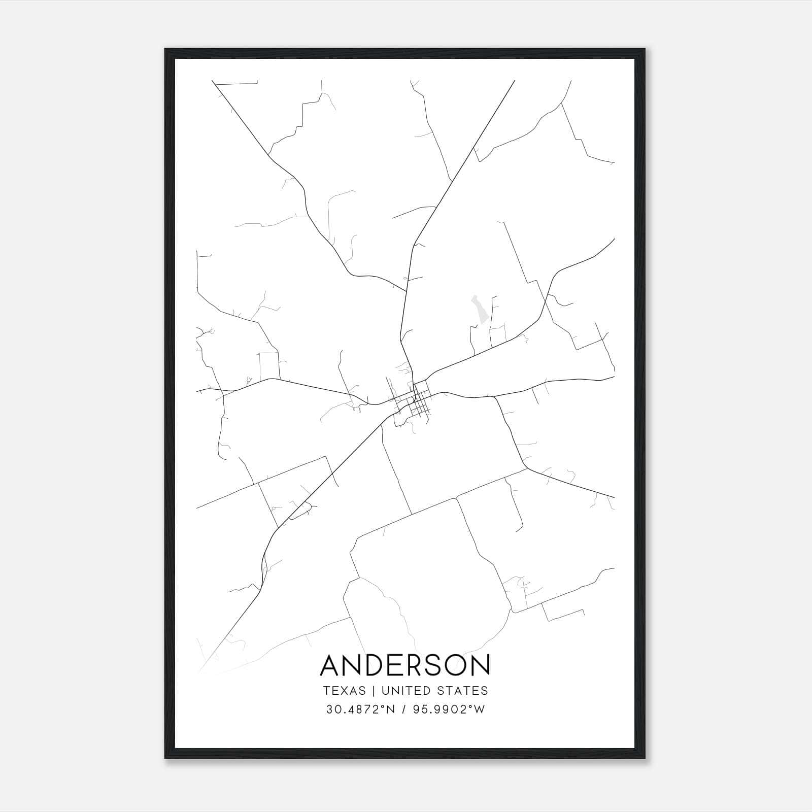 Anderson Texas Map Poster, Modern Home Decor Wall Art Print - Custom ...