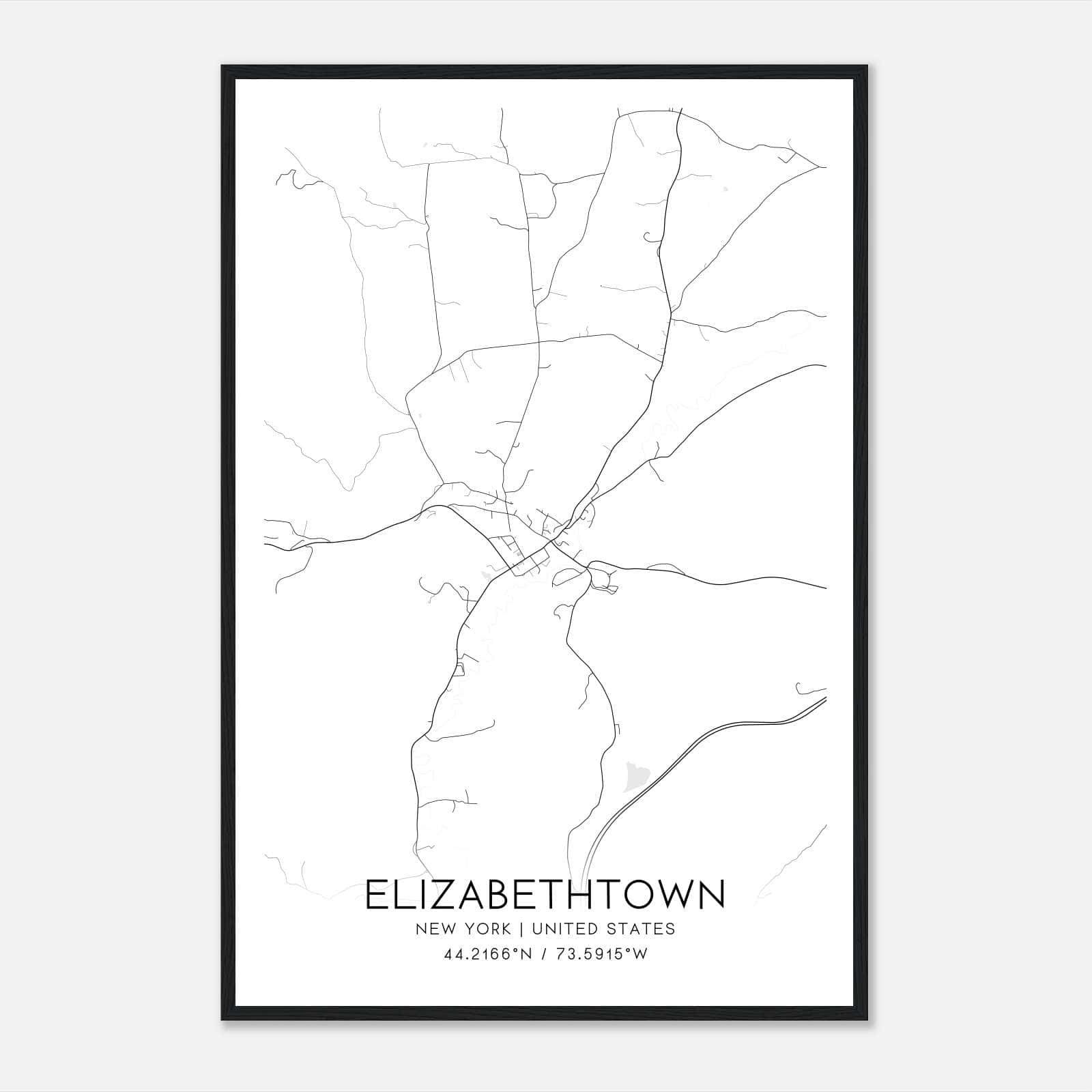 Elizabethtown New York Map Poster, Modern Home Decor Wall Art Print ...