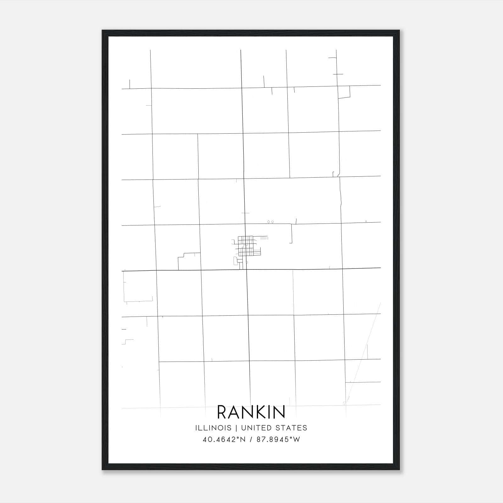 Rankin Illinois Map Poster, Modern Home Decor Wall Art Print - Custom ...