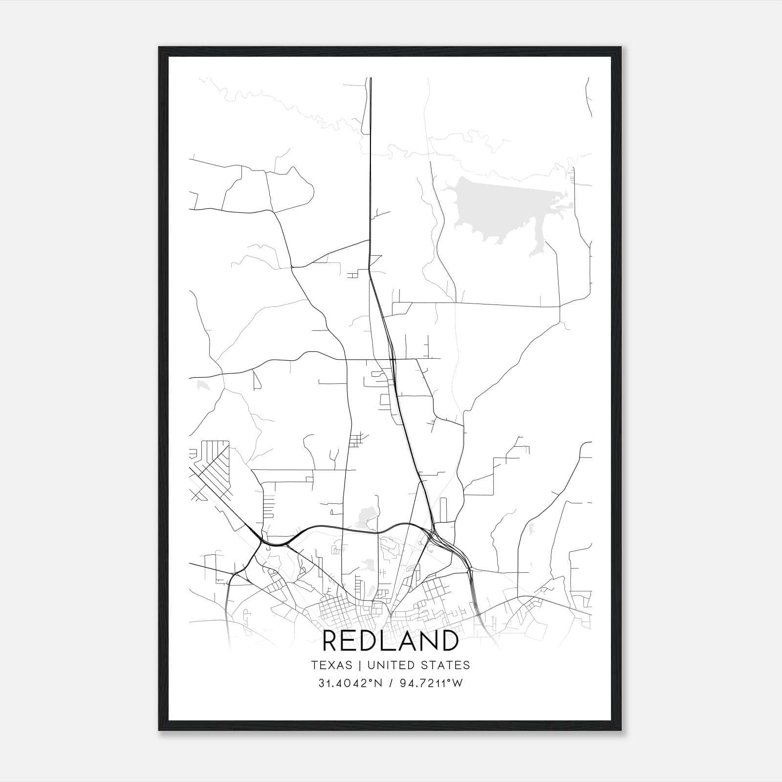 Redland Texas Map Poster, Modern Home Decor Wall Art Print - Custom ...