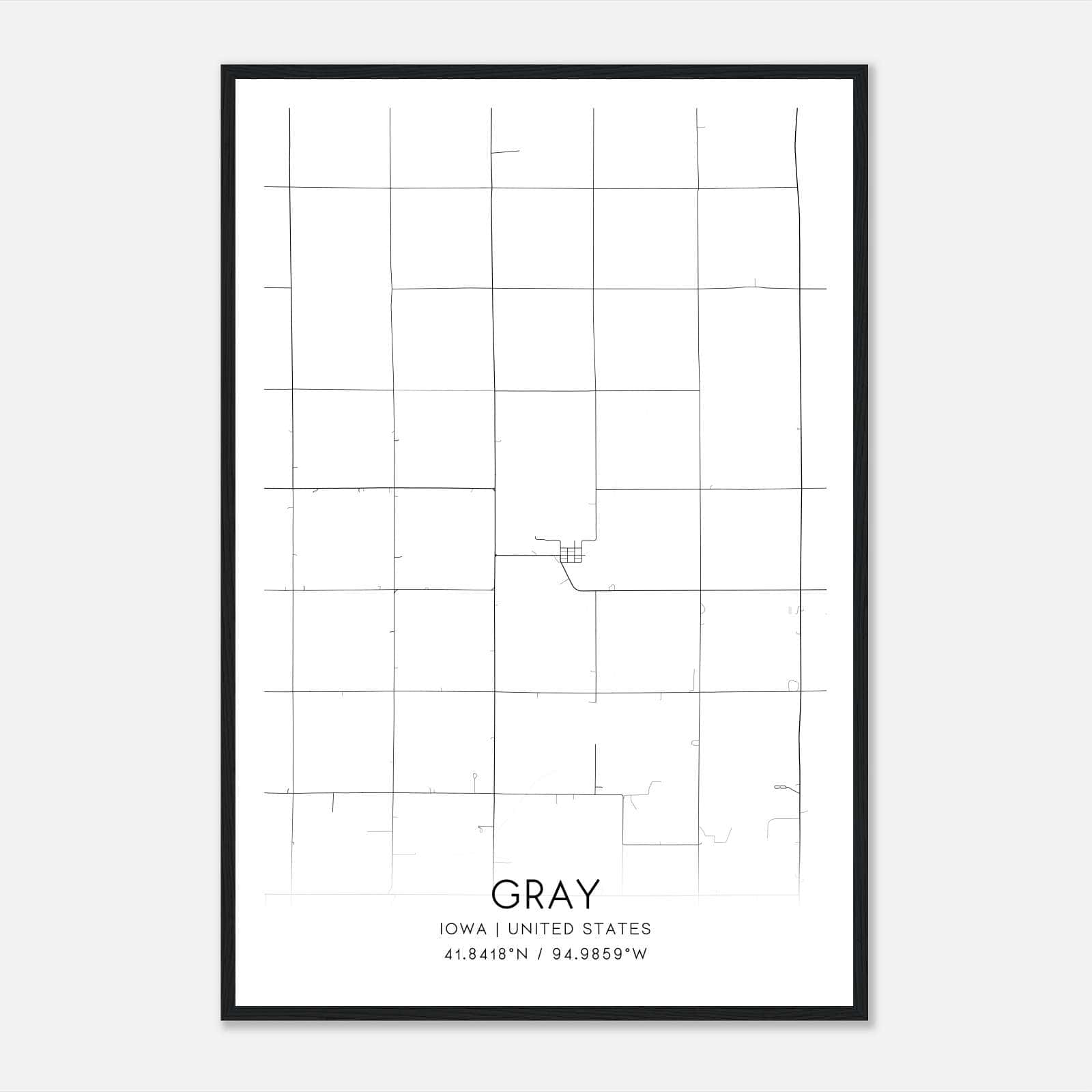 Gray Iowa Map Poster, Modern Home Decor Wall Art Print - Custom Maps ...