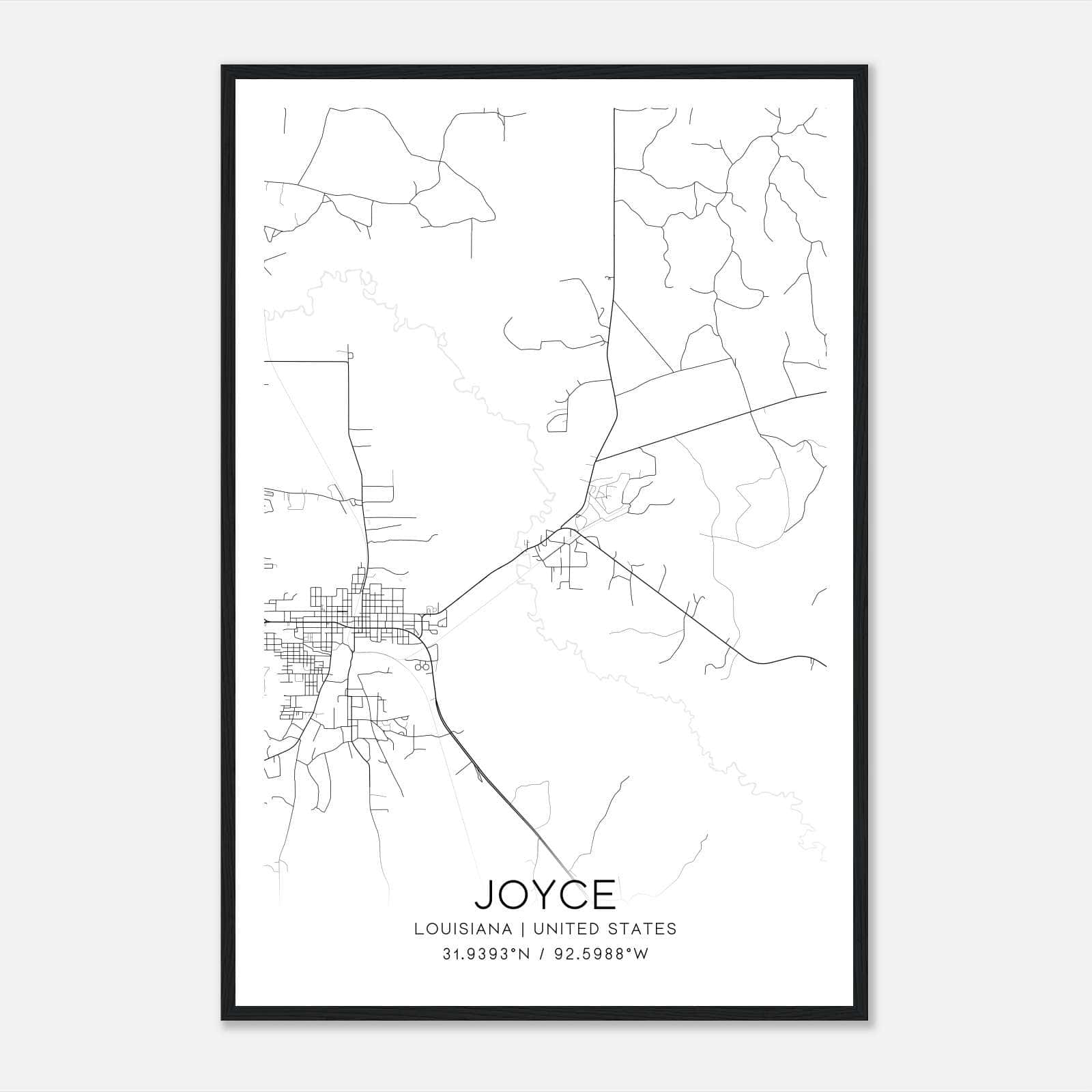 Joyce Louisiana Map Poster, Modern Home Decor Wall Art Print - Custom ...