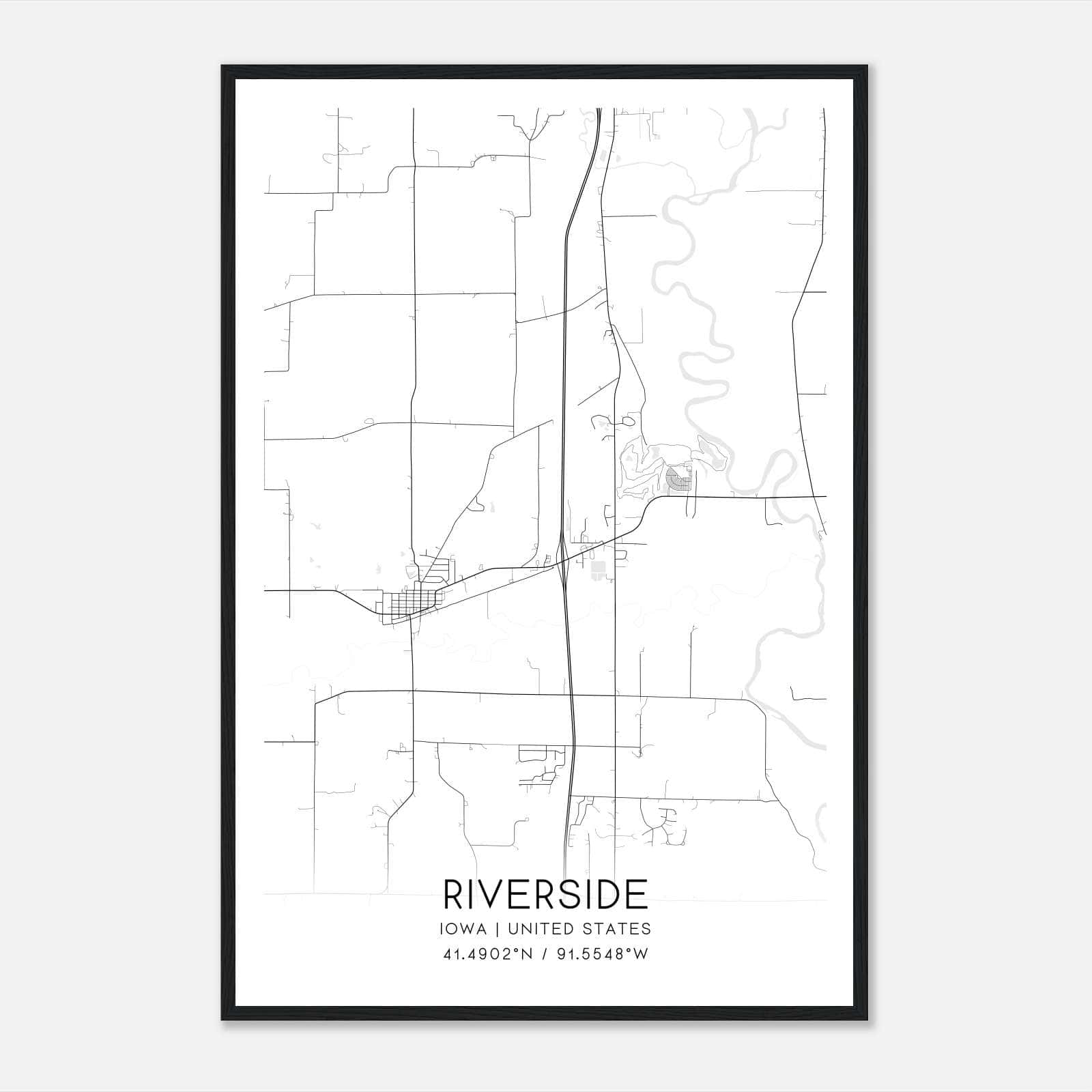 Riverside Iowa Map Poster, Modern Home Decor Wall Art Print - Custom ...