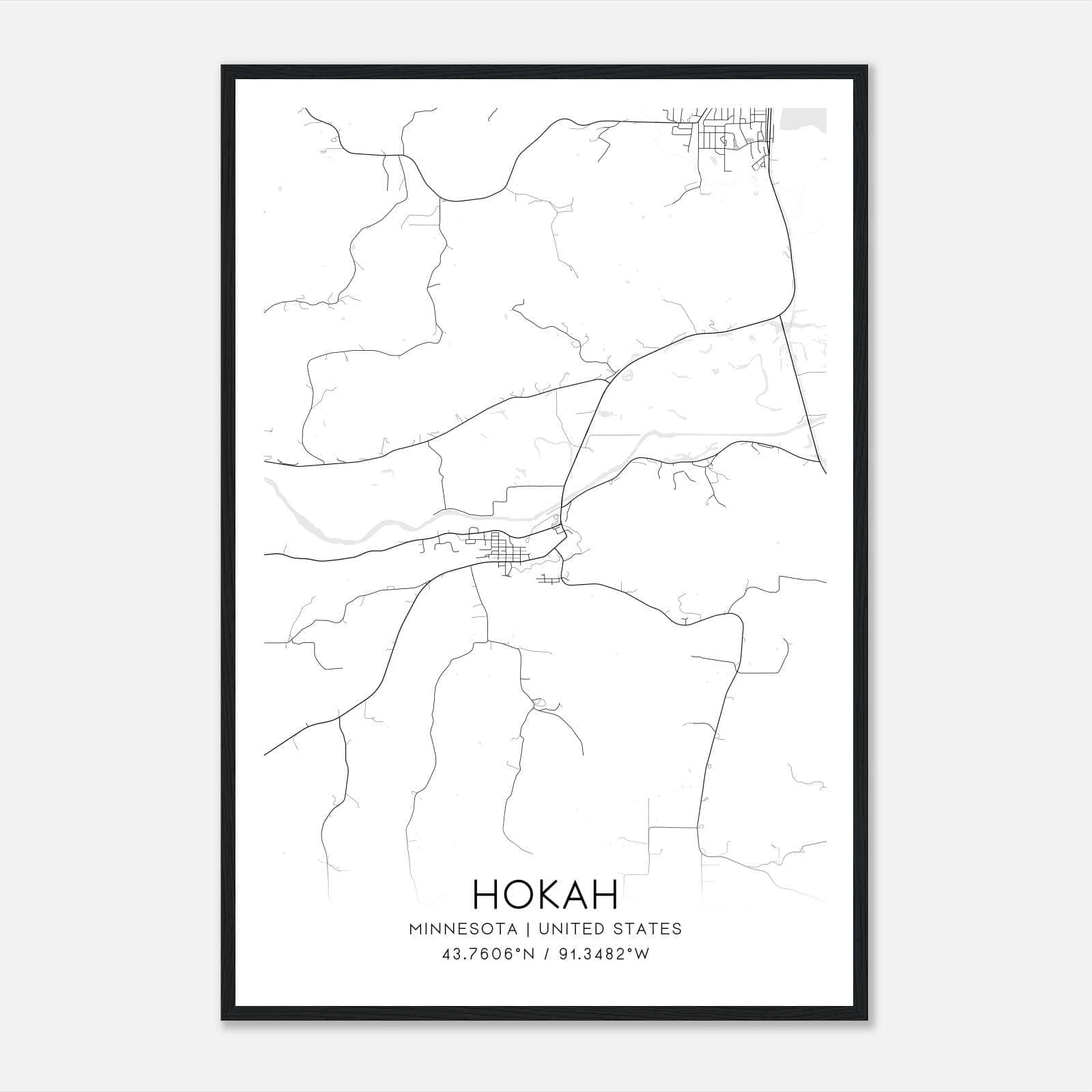 Hokah Minnesota Map Poster, Modern Home Decor Wall Art Print - Custom ...
