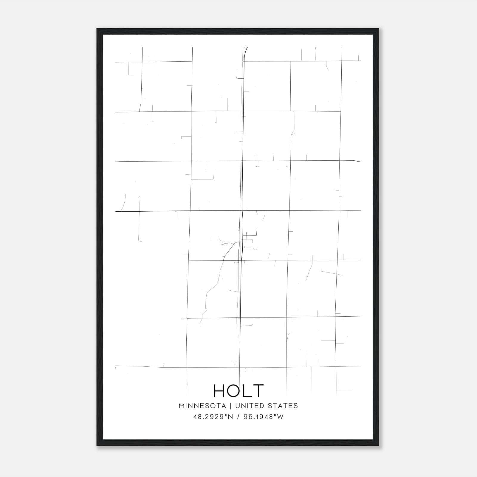 Holt Minnesota Map Poster, Modern Home Decor Wall Art Print - Custom ...