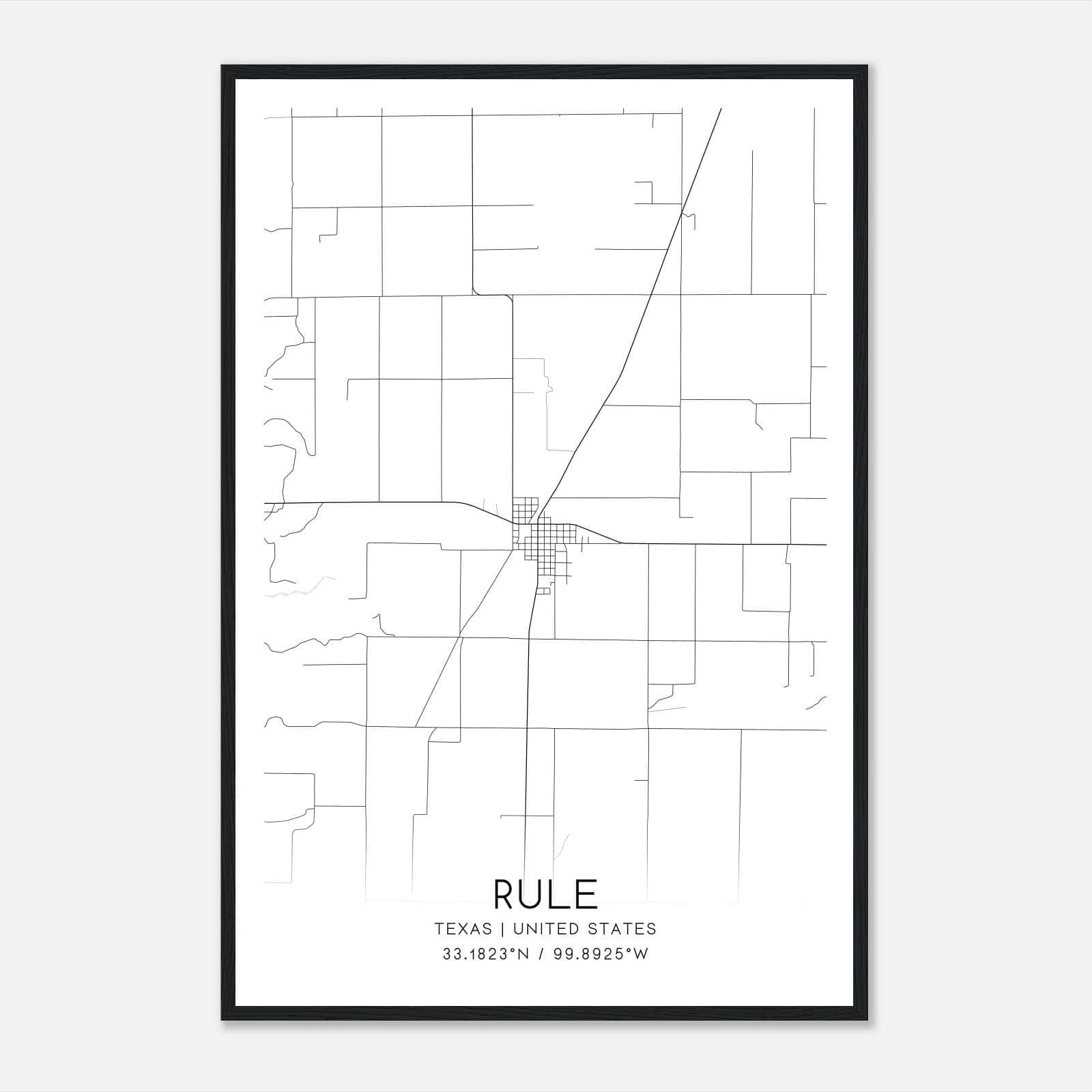 Rule Texas Map Poster, Modern Home Decor Wall Art Print - Custom Maps ...