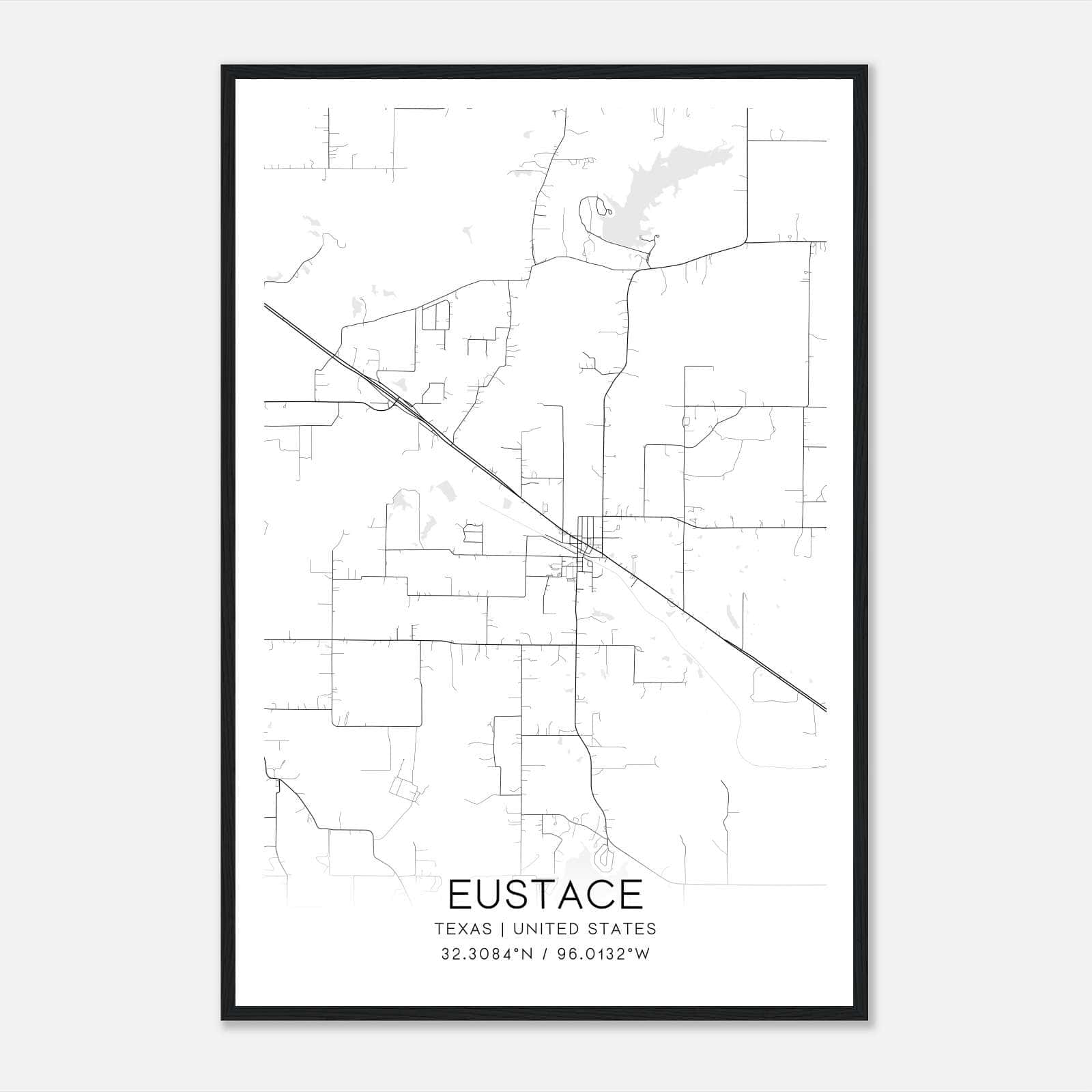 Eustace Texas Map Poster, Modern Home Decor Wall Art Print - Custom ...