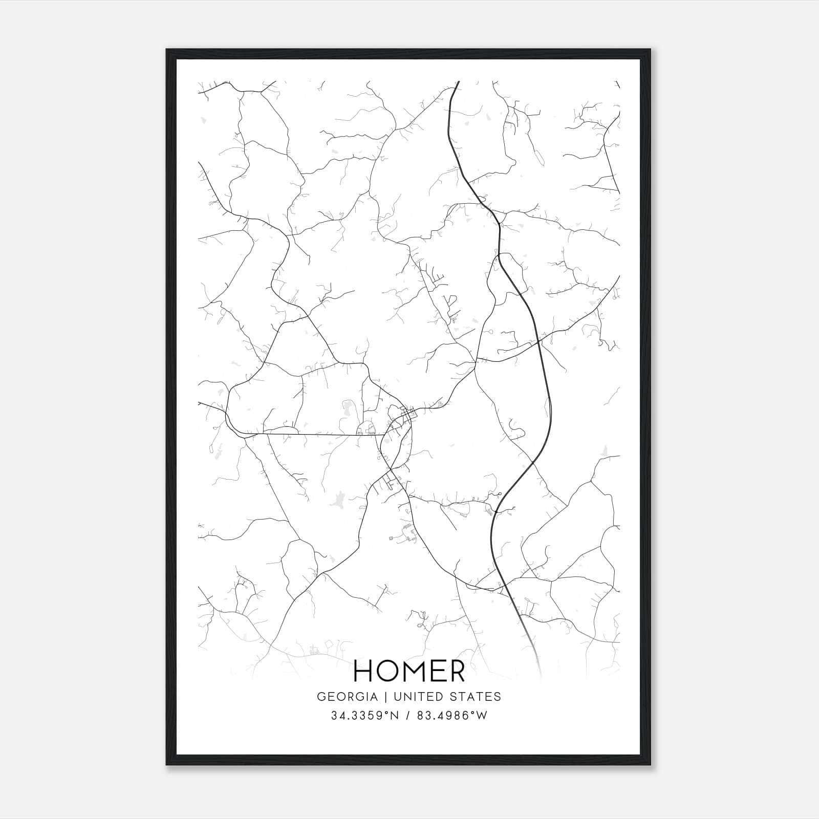 Homer Georgia Map Poster, Modern Home Decor Wall Art Print - Custom ...