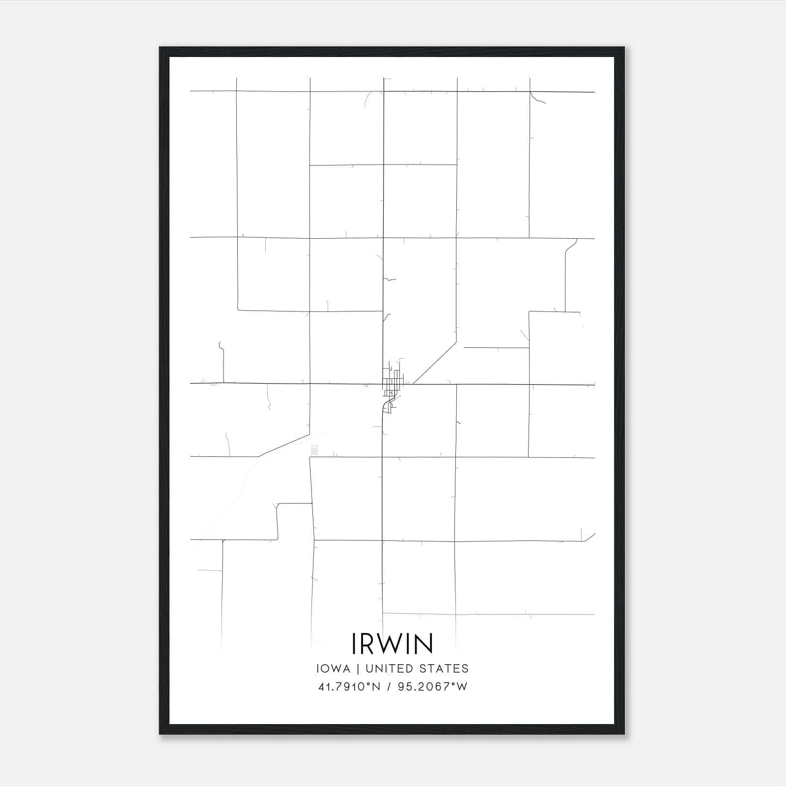 Irwin Iowa Map Poster, Modern Home Decor Wall Art Print - Custom Maps ...