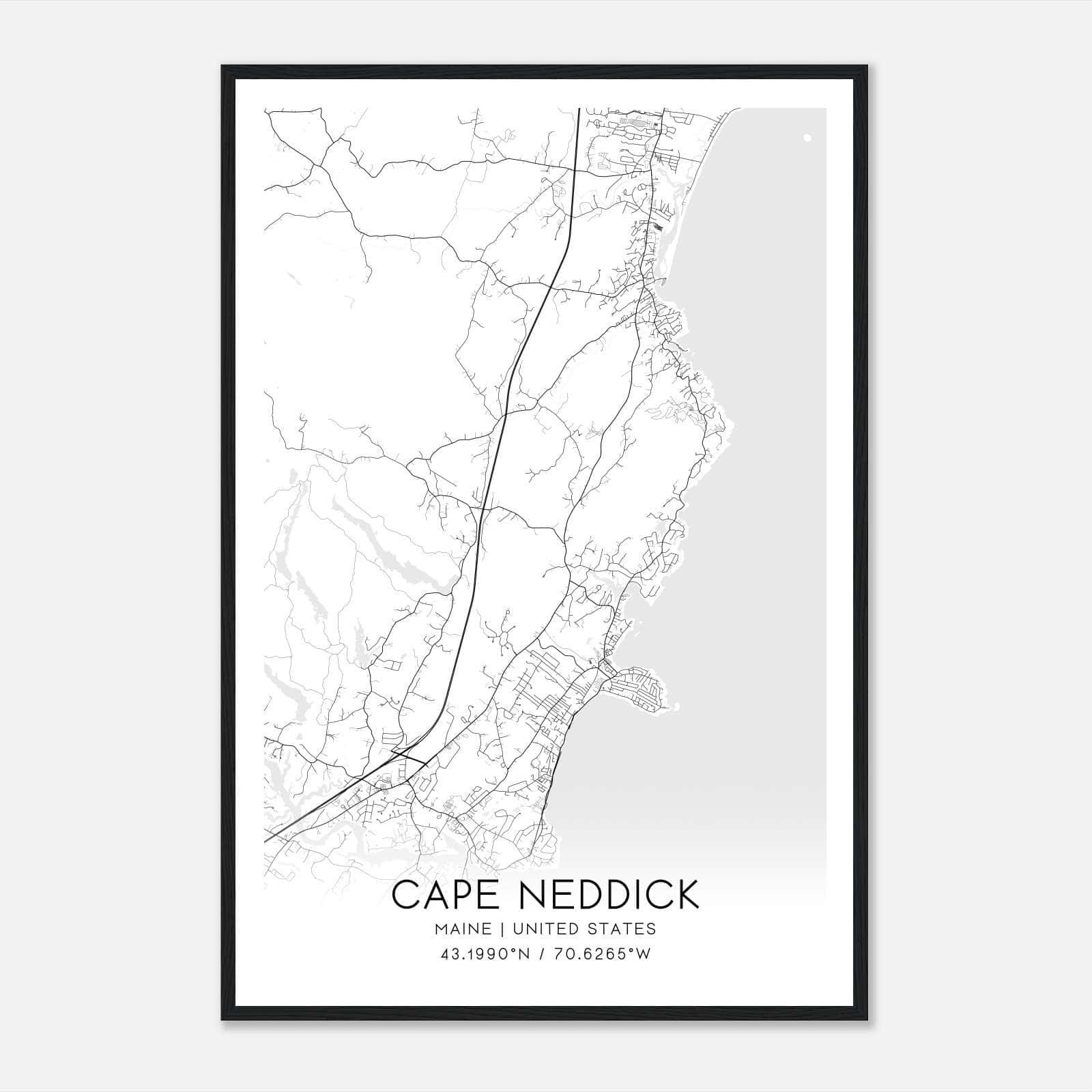 Cape Neddick Maine Map Poster, Modern Home Decor Wall Art Print ...