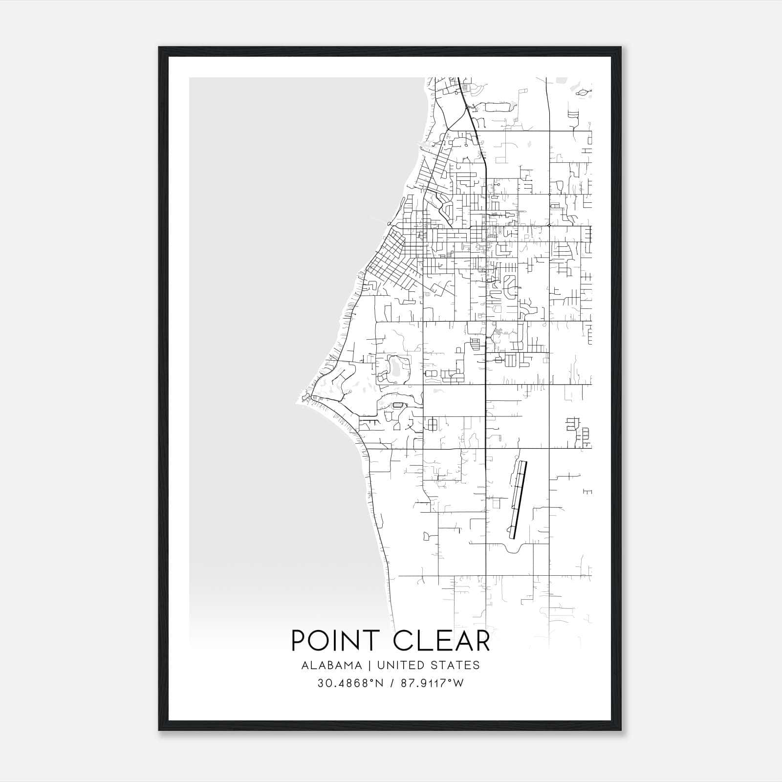Point Clear Alabama Map Poster, Modern Home Decor Wall Art Print ...