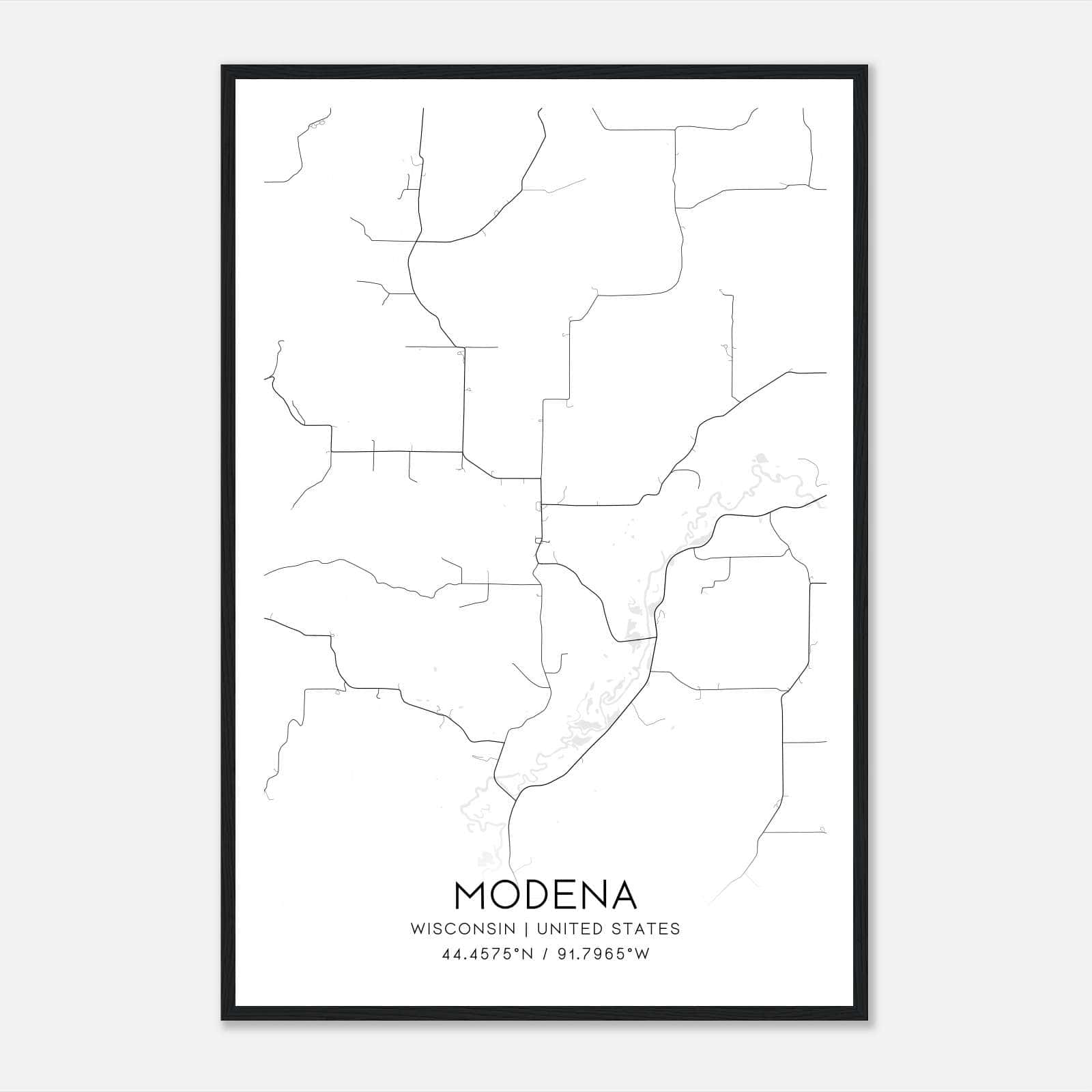 Modena Wisconsin Map Poster, Modern Home Decor Wall Art Print - Custom ...