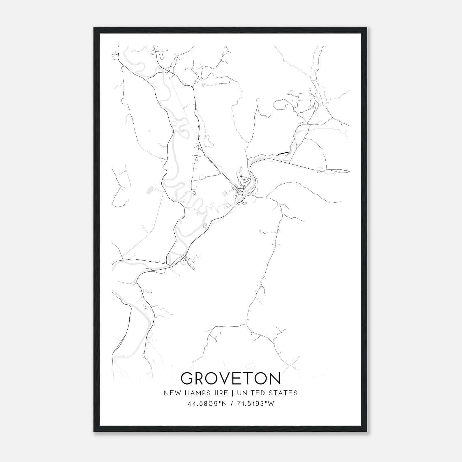 Groveton New Hampshire Map Poster, Modern Home Decor Wall Art Print ...