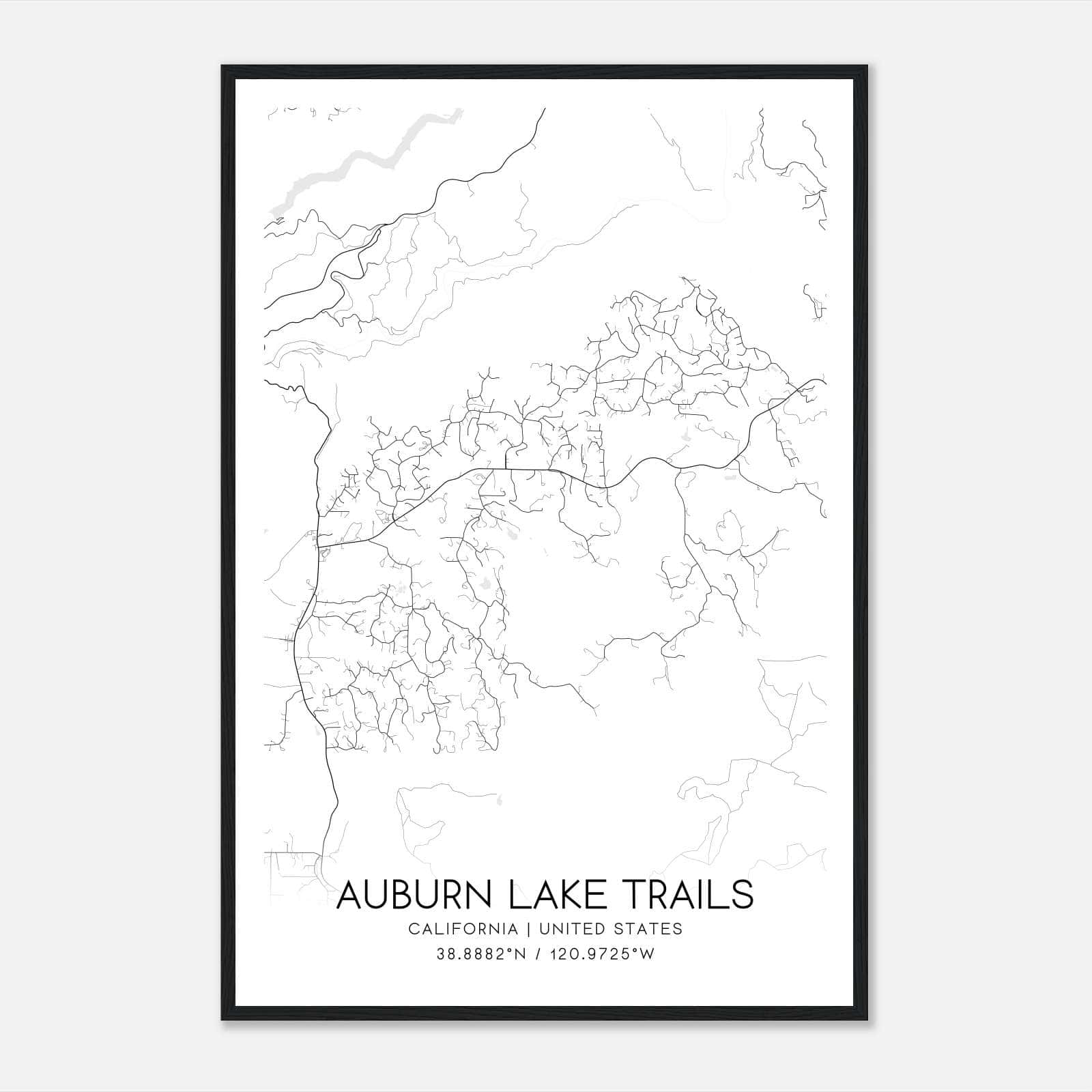 Auburn Lake Trails California Map Poster, Modern Home Decor Wall Art ...