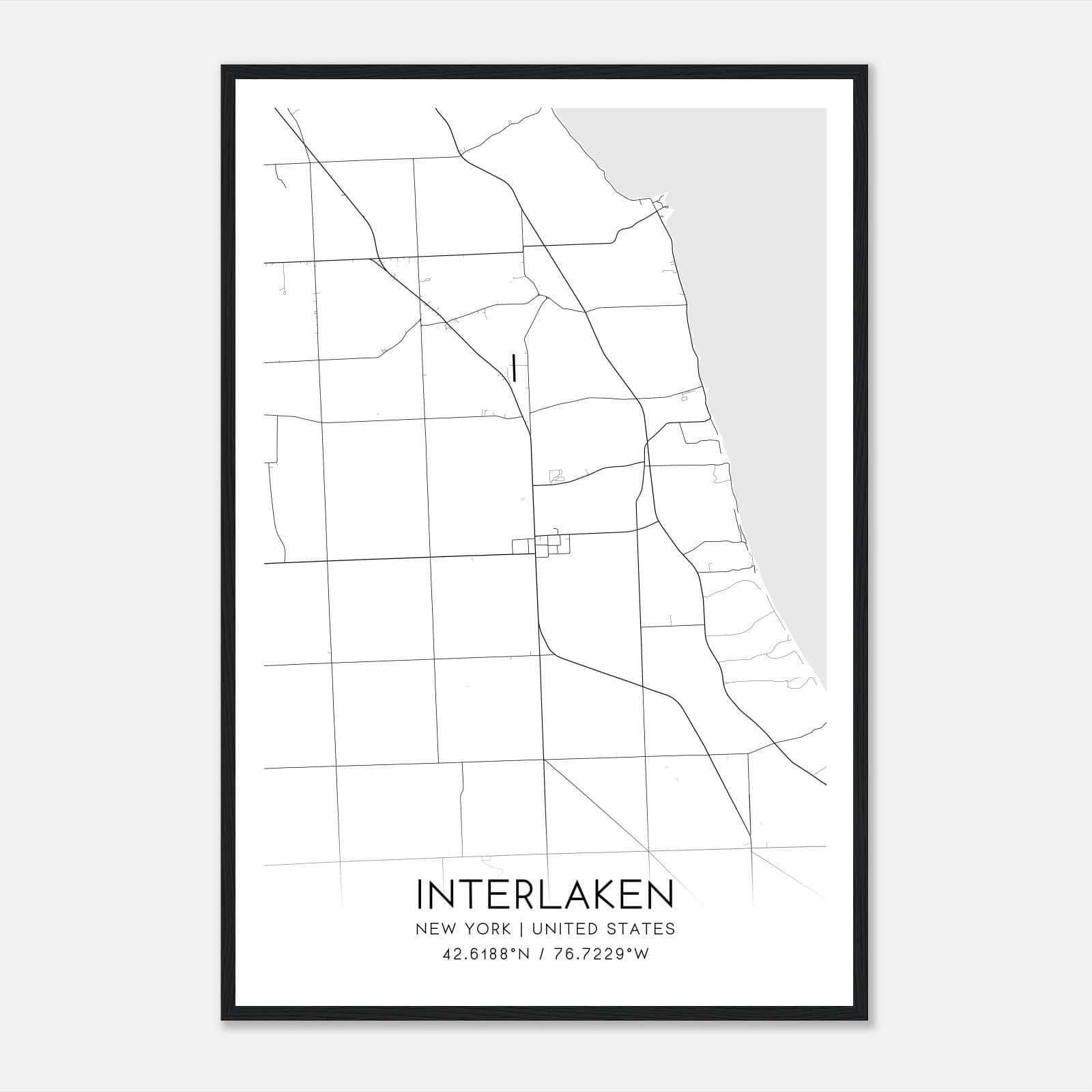 Interlaken New York Map Poster, Modern Home Decor Wall Art Print ...