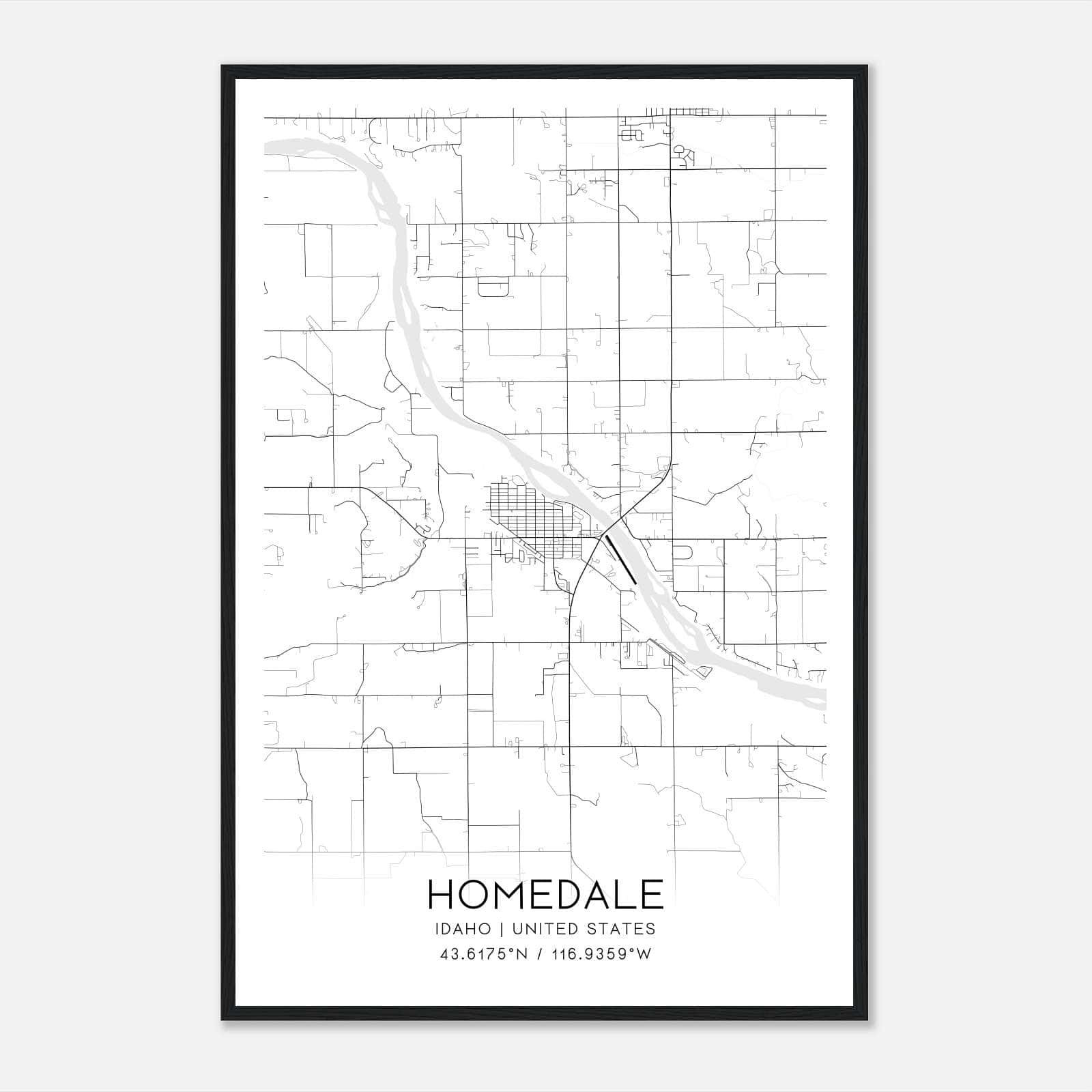Homedale Idaho Map Poster, Modern Home Decor Wall Art Print - Custom ...