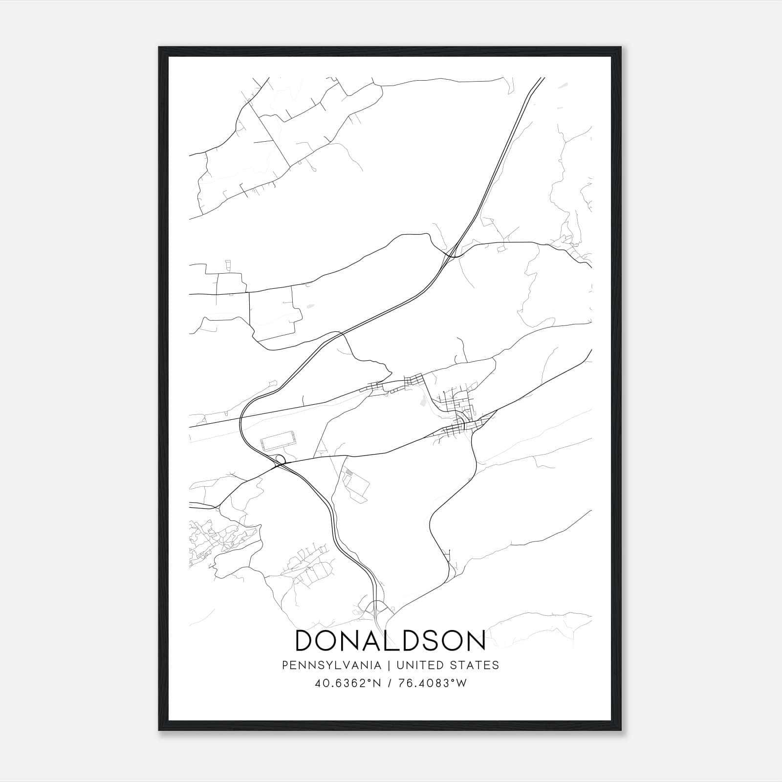 Donaldson Pennsylvania Map Poster, Modern Home Decor Wall Art Print ...
