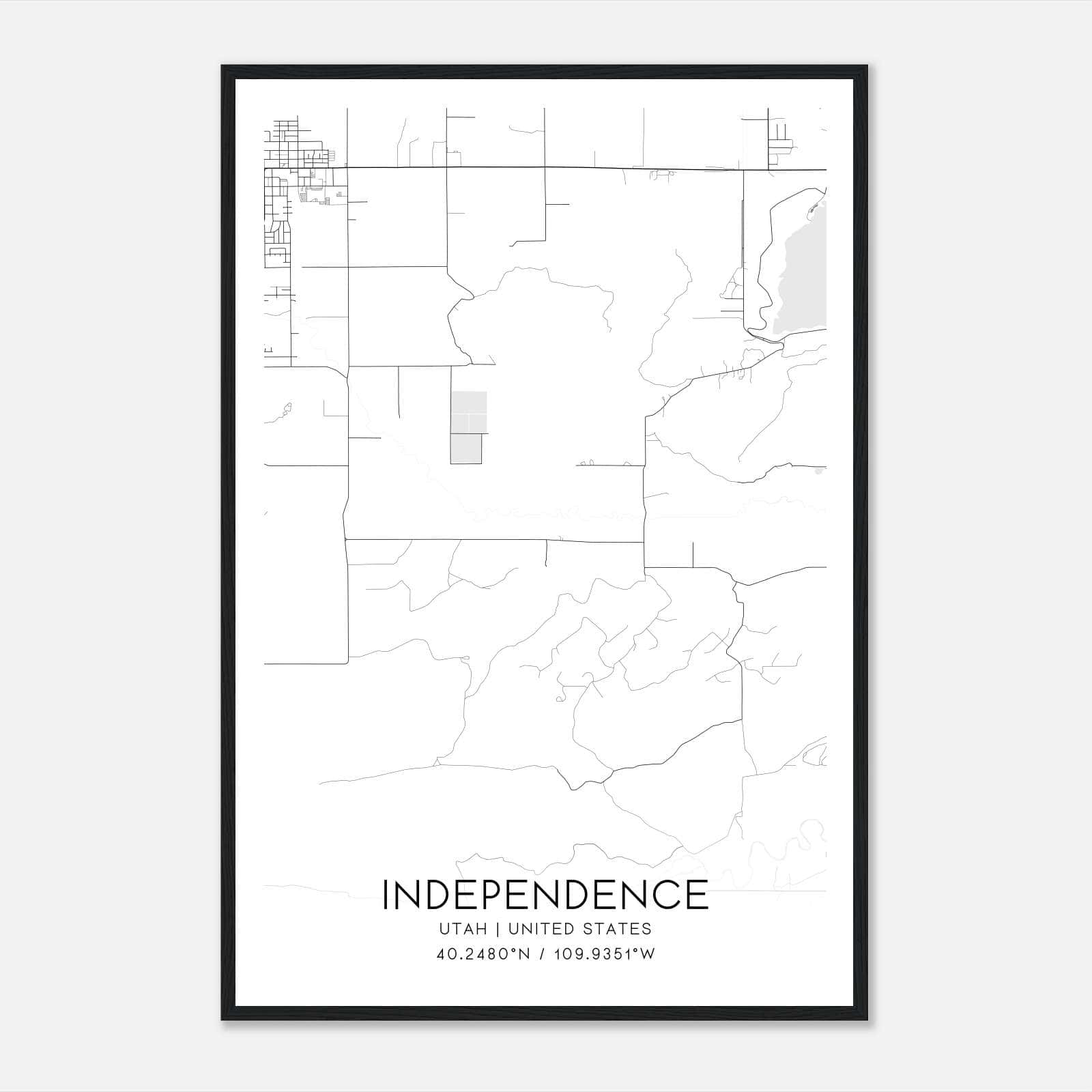Independence Utah Map Poster, Modern Home Decor Wall Art Print - Custom ...