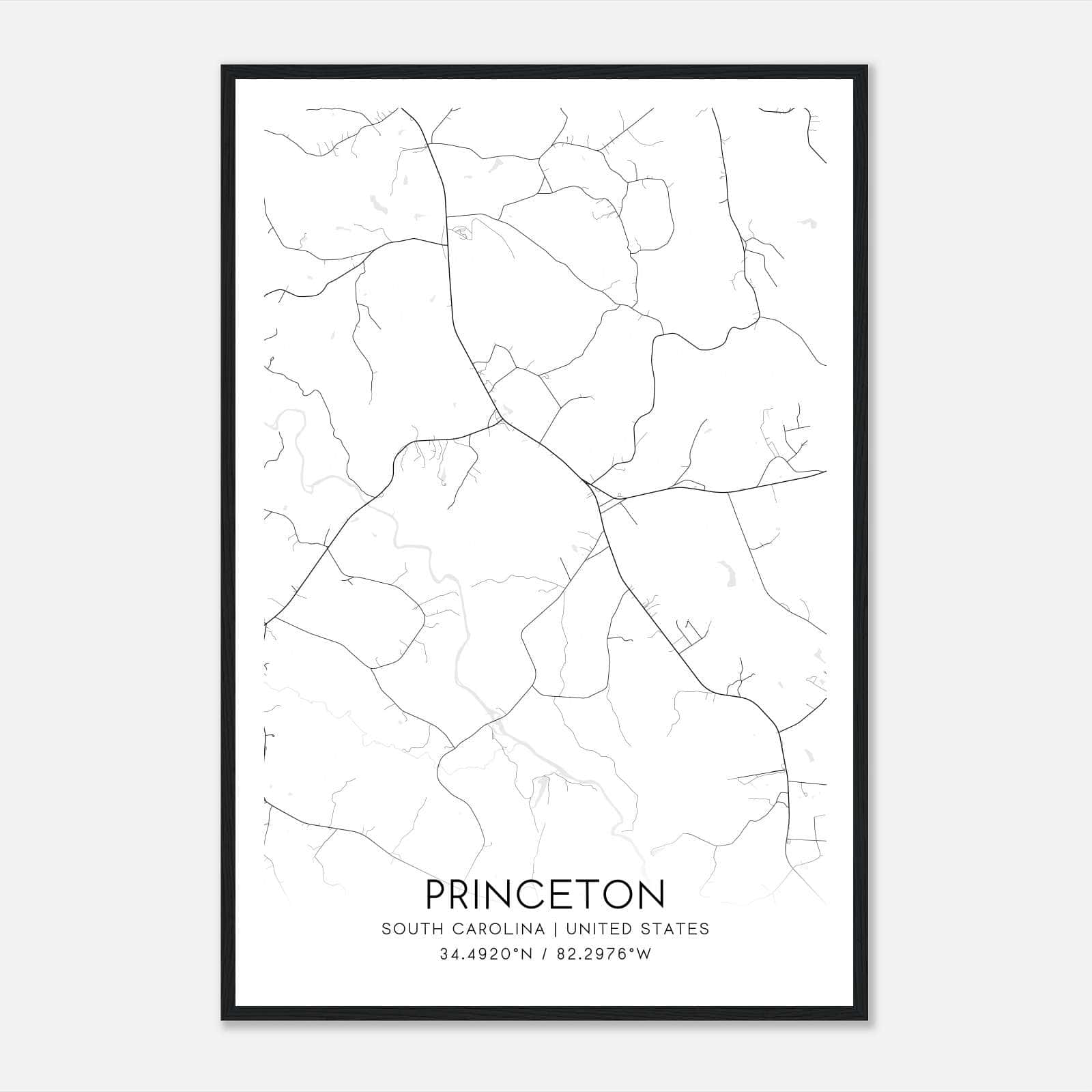 Princeton South Carolina Map Poster, Modern Home Decor Wall Art Print ...