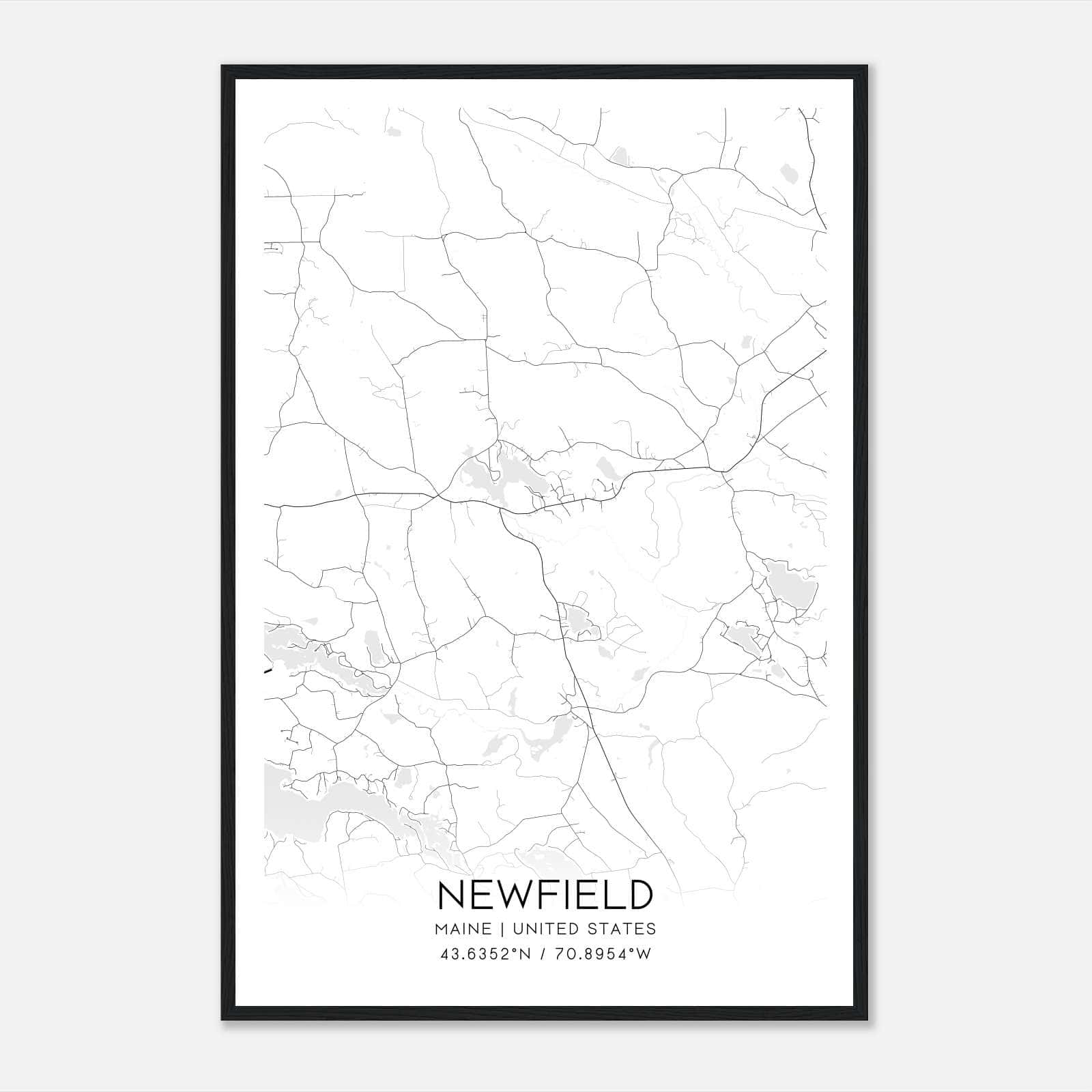 Newfield Maine Map Poster, Modern Home Decor Wall Art Print - Custom ...
