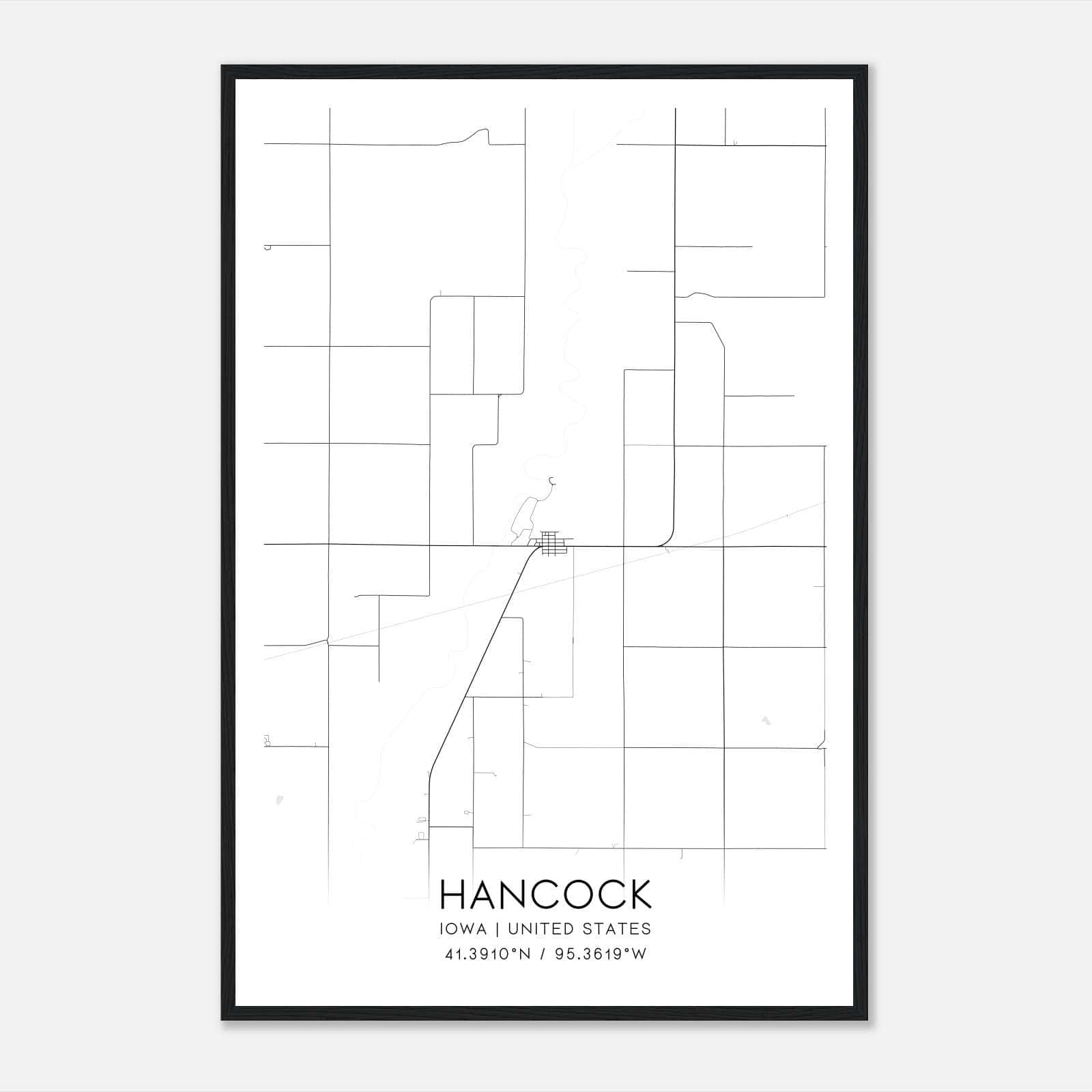 Hancock Iowa Map Poster, Modern Home Decor Wall Art Print - Custom Maps ...
