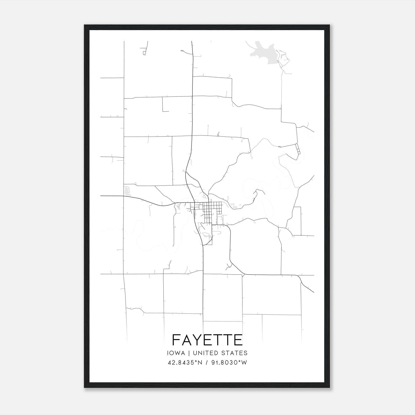 Fayette Iowa Map Poster, Modern Home Decor Wall Art Print - Custom Maps ...