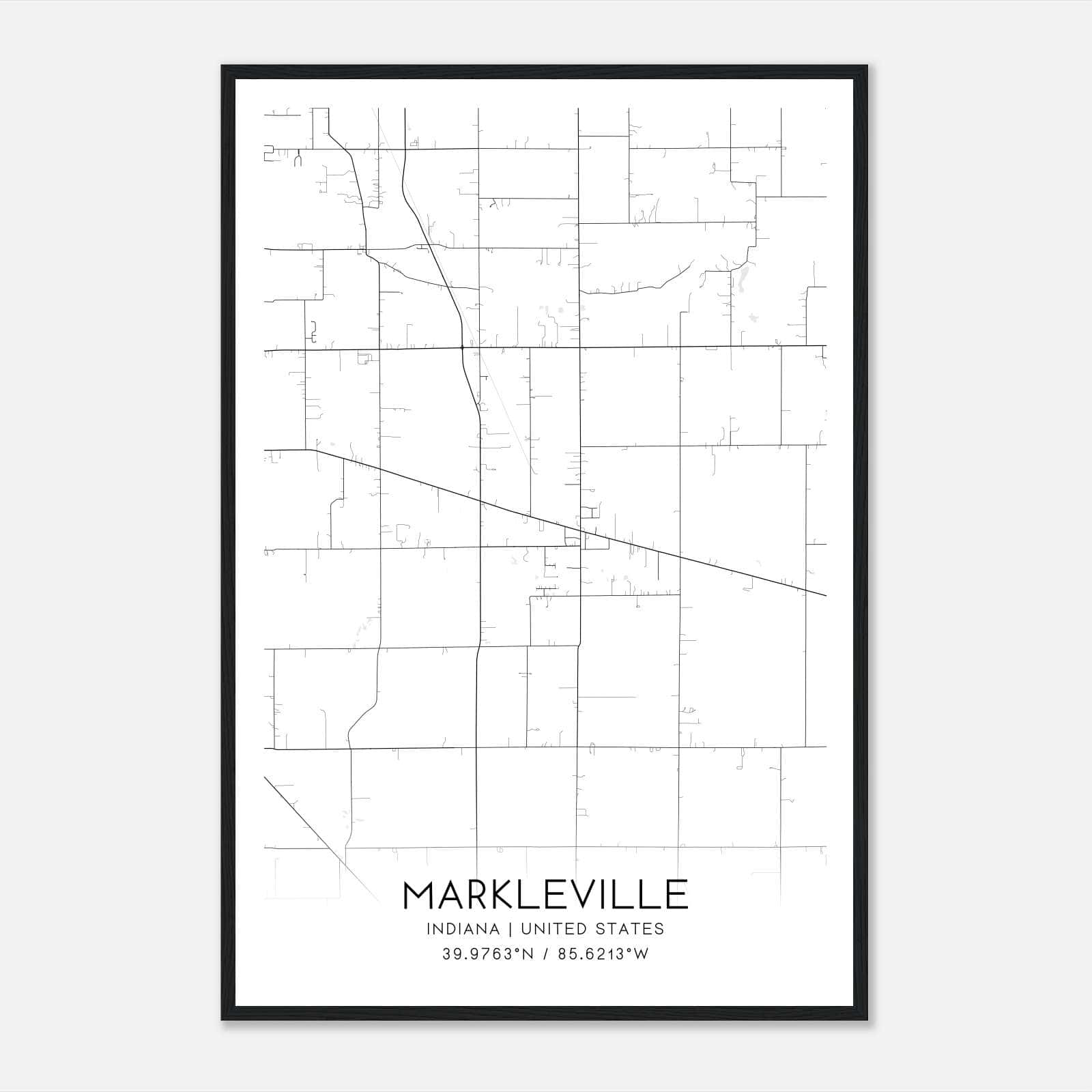 Markleville Indiana Map Poster, Modern Home Decor Wall Art Print ...