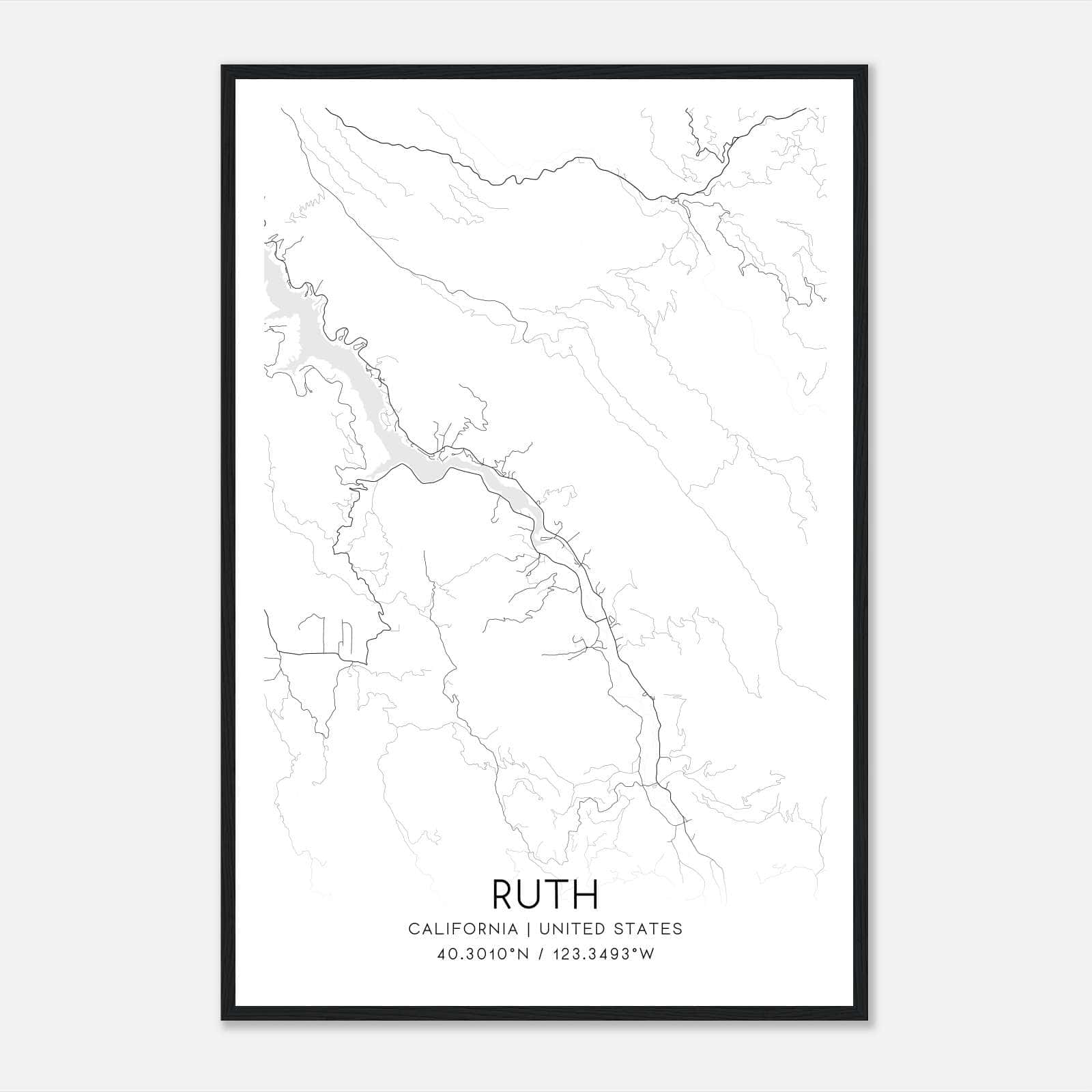 Ruth California Map Poster, Modern Home Decor Wall Art Print - Custom ...