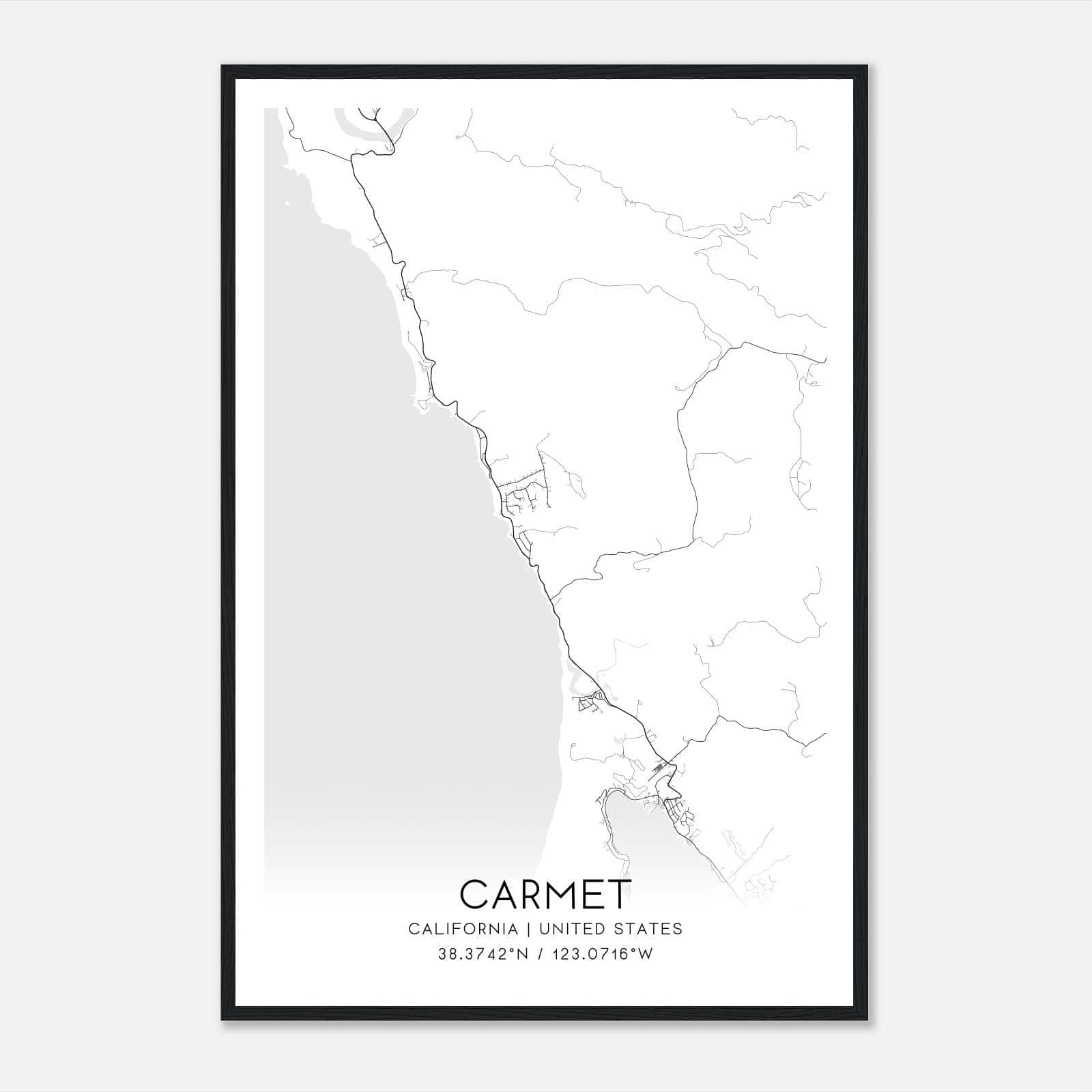 Carmet California Map Poster, Modern Home Decor Wall Art Print - Custom ...