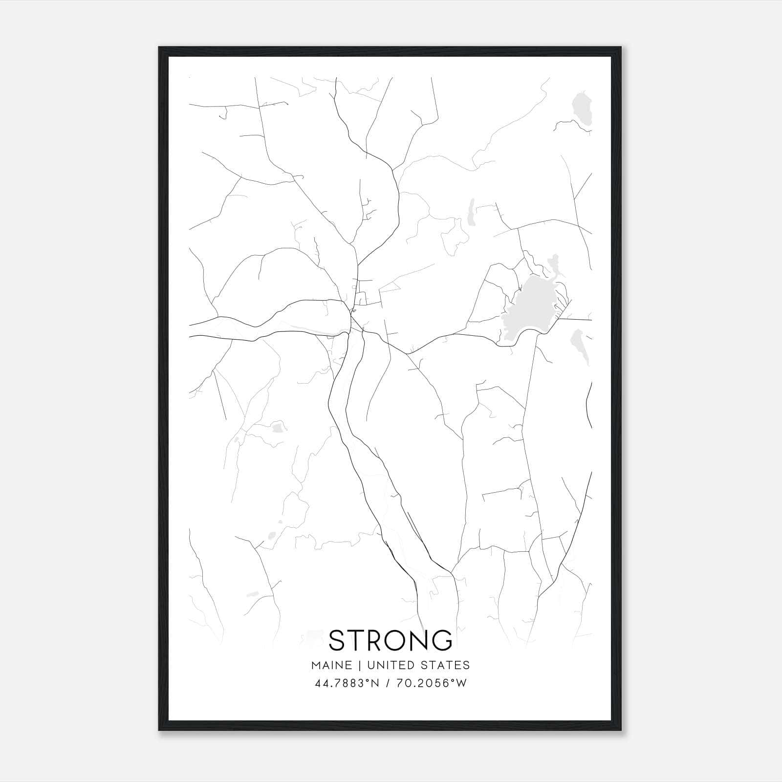 Strong Maine Map Poster, Modern Home Decor Wall Art Print - Custom Maps ...