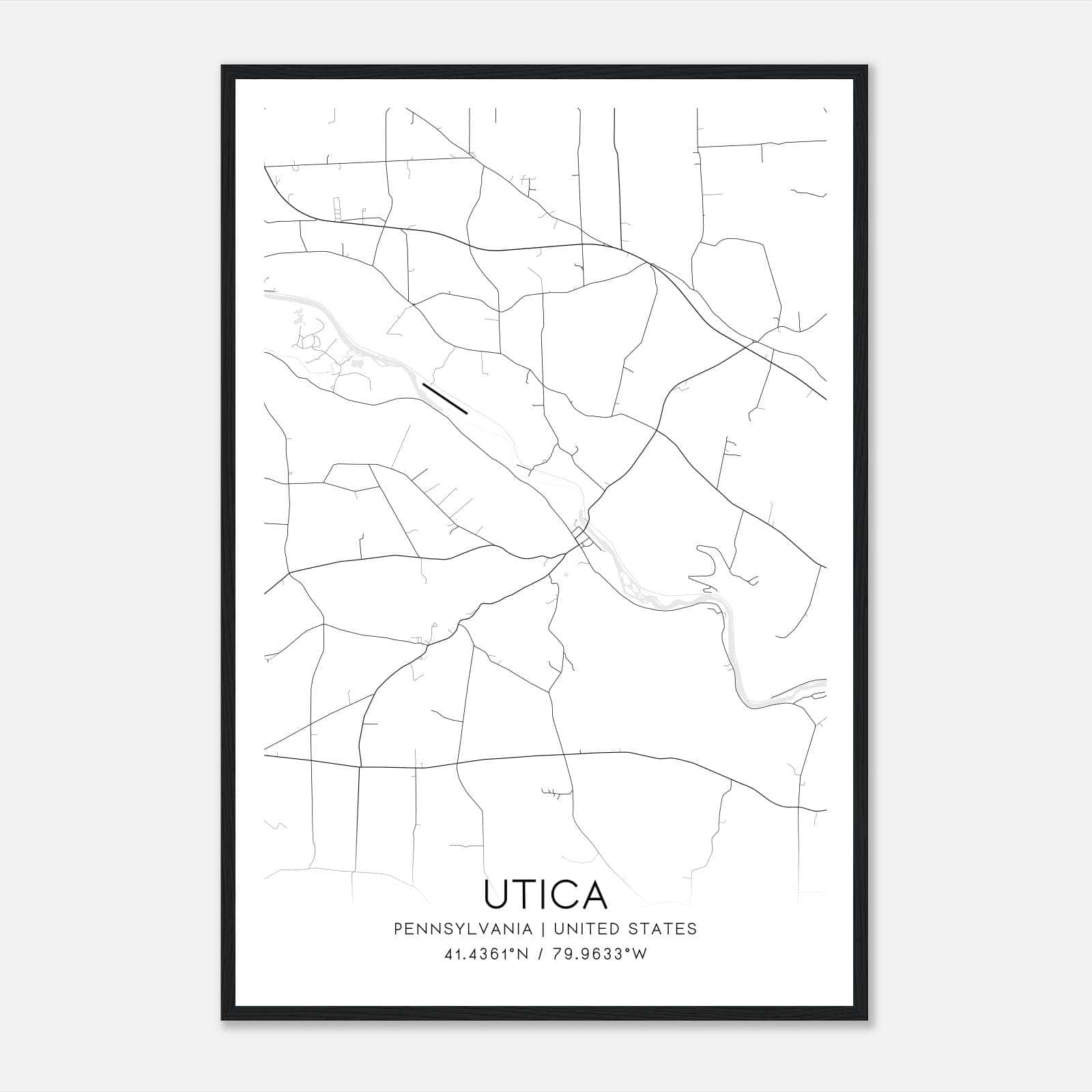 Utica Pennsylvania Map Poster, Modern Home Decor Wall Art Print ...