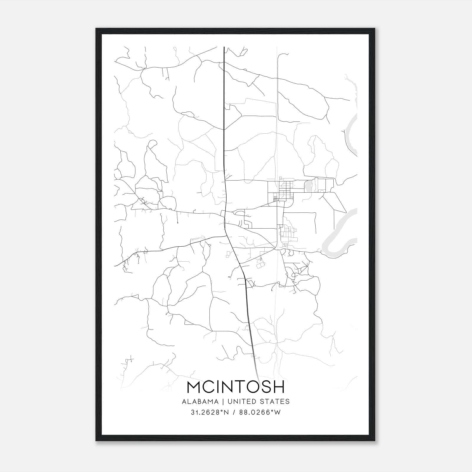 Mcintosh Alabama Map Poster, Modern Home Decor Wall Art Print - Custom ...