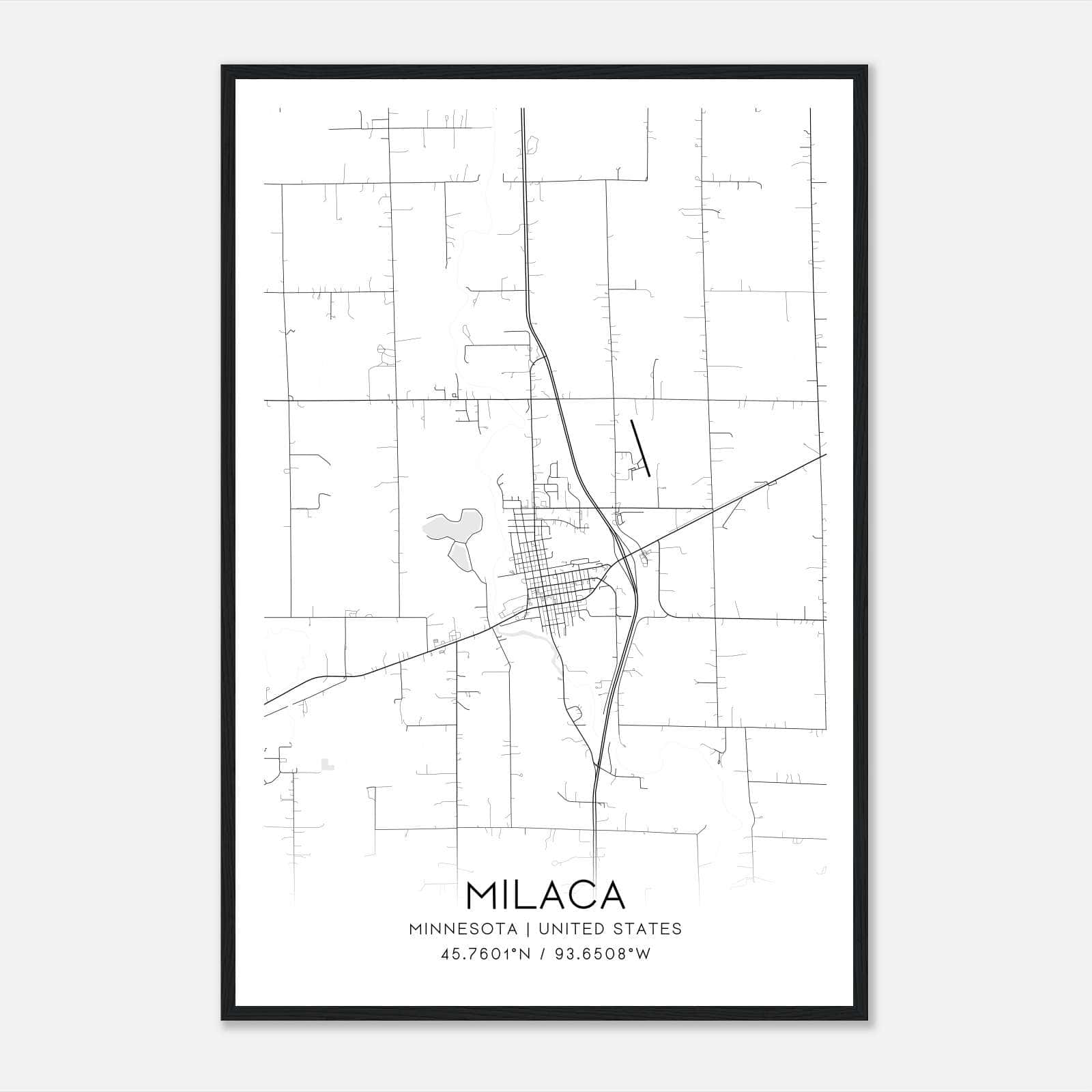 Milaca Minnesota Map Poster, Modern Home Decor Wall Art Print - Custom ...