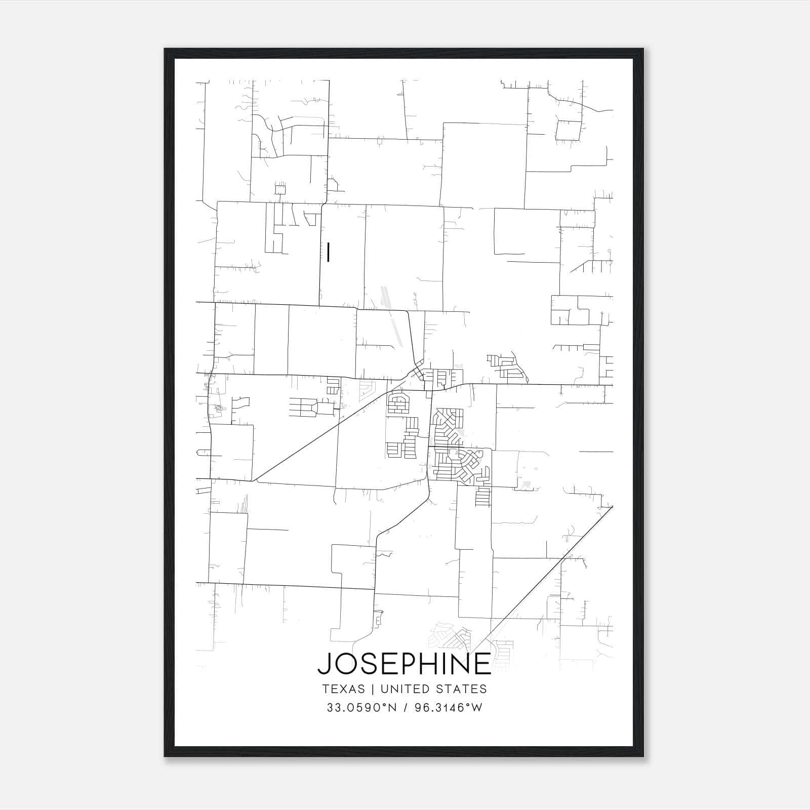 Josephine Texas Map Poster, Modern Home Decor Wall Art Print - Custom ...