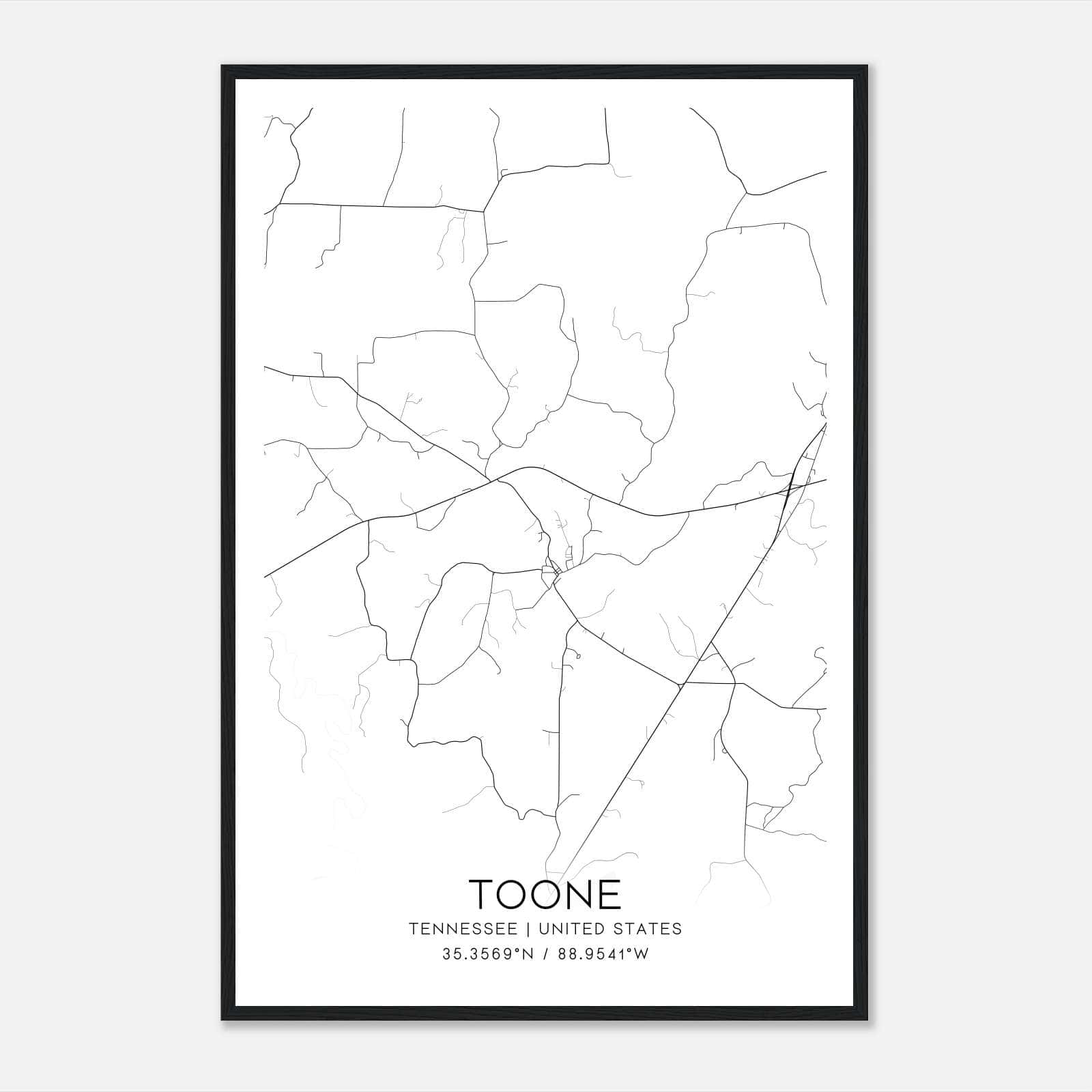 Toone Tennessee Map Poster, Modern Home Decor Wall Art Print - Custom ...