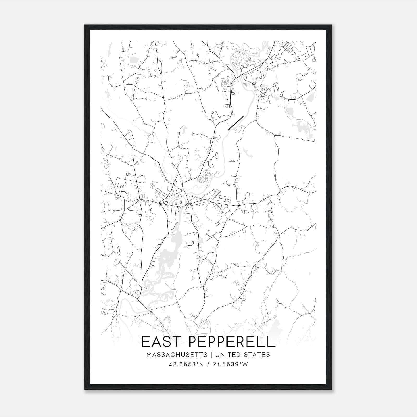 East Pepperell Massachusetts Map Poster, Modern Home Decor Wall Art ...