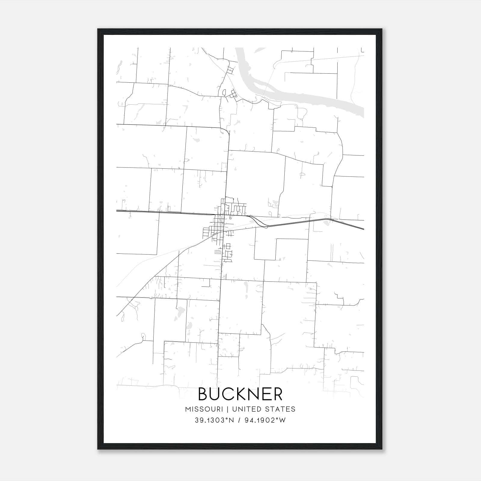 Buckner Missouri Map Poster, Modern Home Decor Wall Art Print - Custom ...