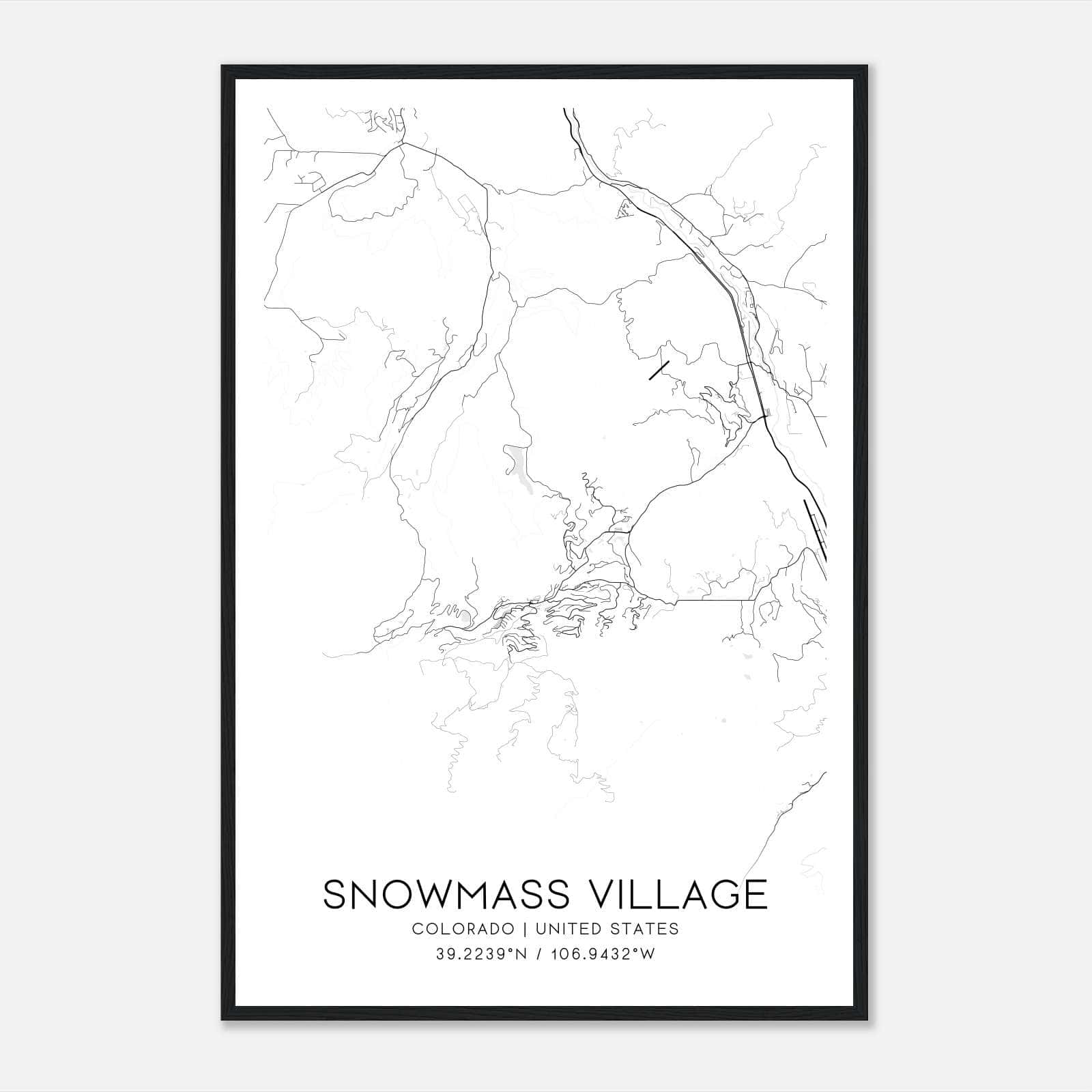 Snowmass Village Colorado Map Poster, Modern Home Decor Wall Art Print ...