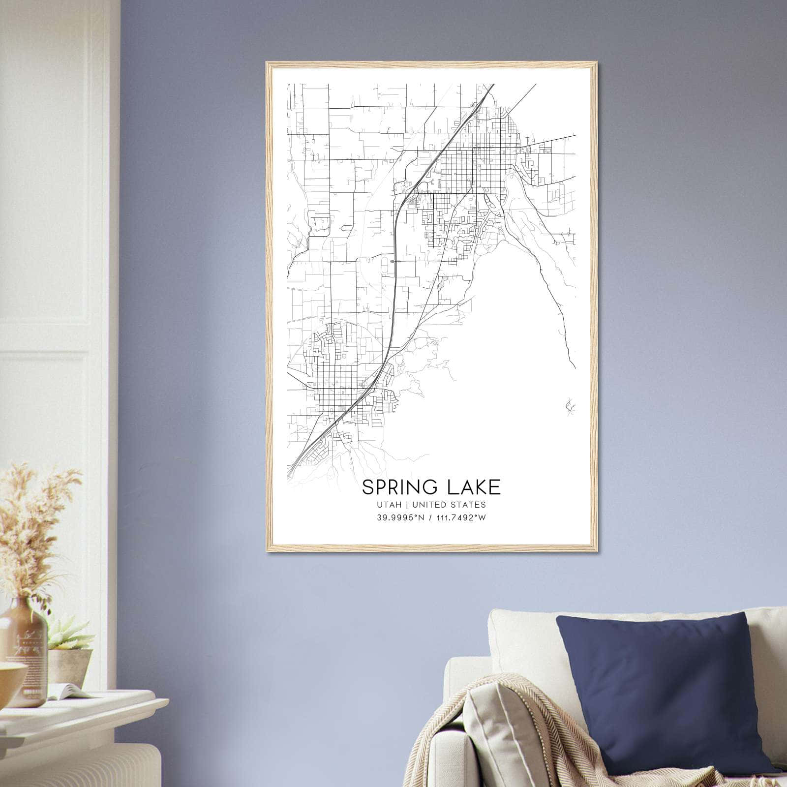 Spring Lake Utah Map Poster, Modern Home Decor Wall Art Print - Custom ...