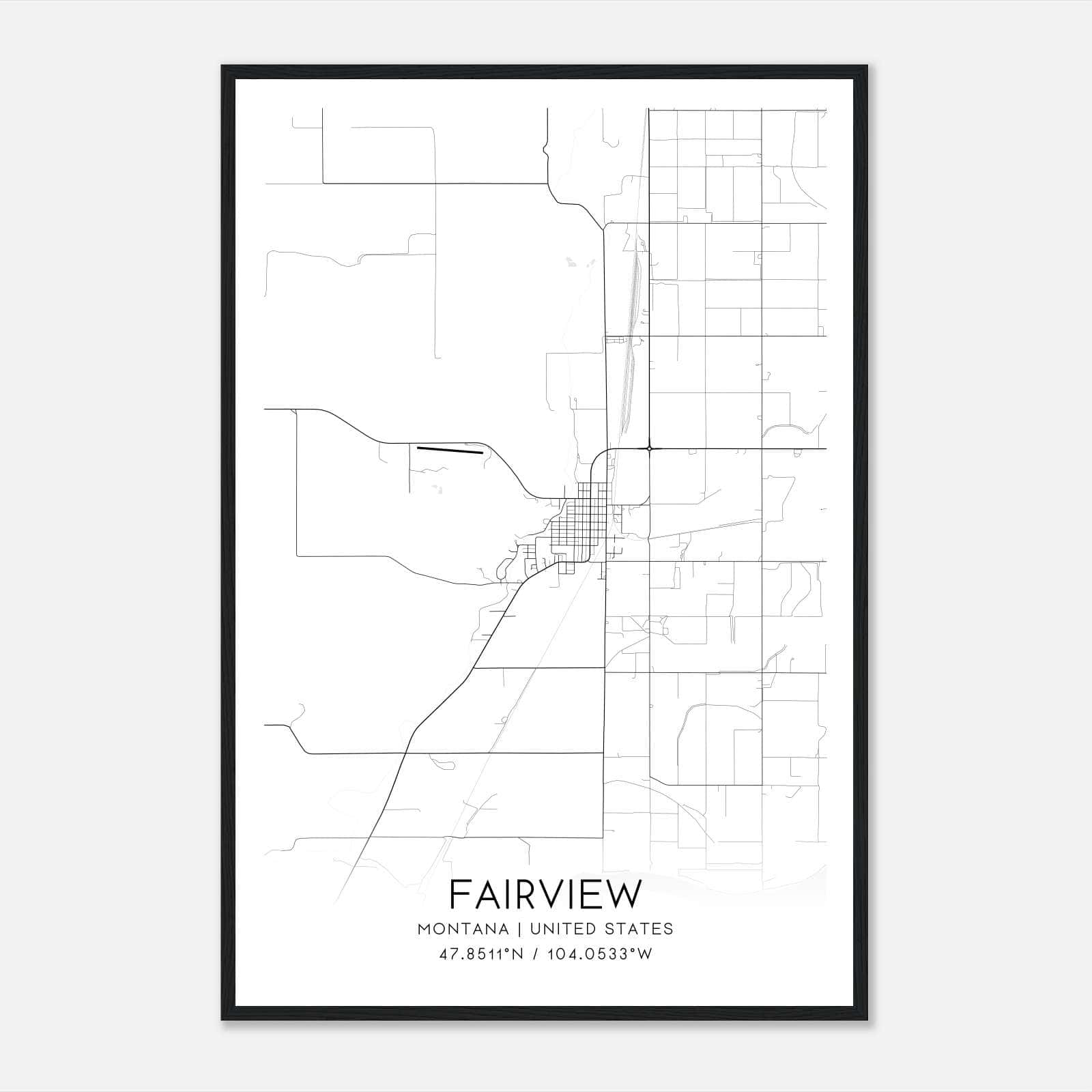 Fairview Montana Map Poster, Modern Home Decor Wall Art Print - Custom ...