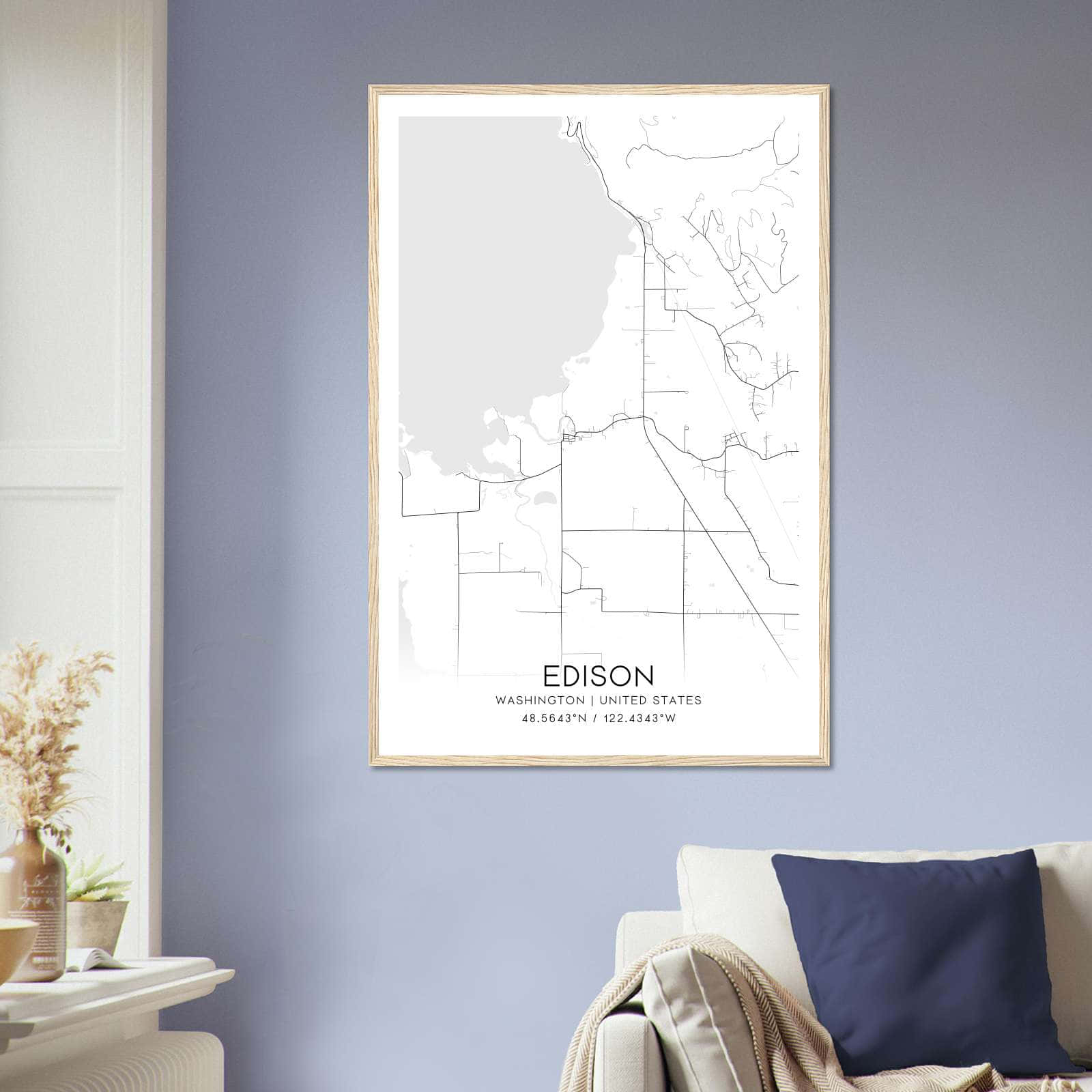 Edison Washington Map Poster, Modern Home Decor Wall Art Print - Custom ...