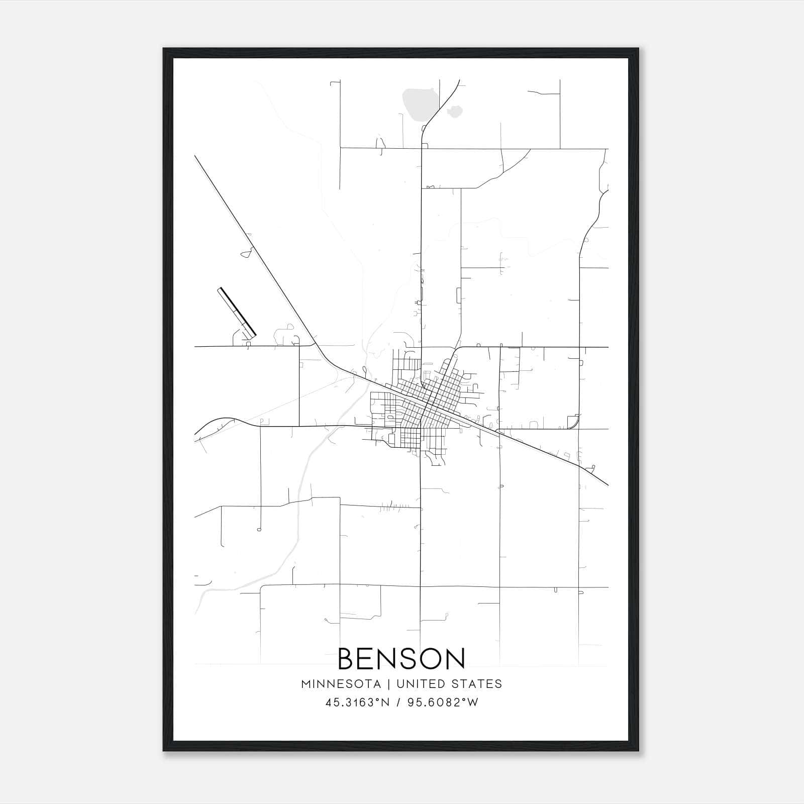 Benson Minnesota Map Poster, Modern Home Decor Wall Art Print - Custom ...