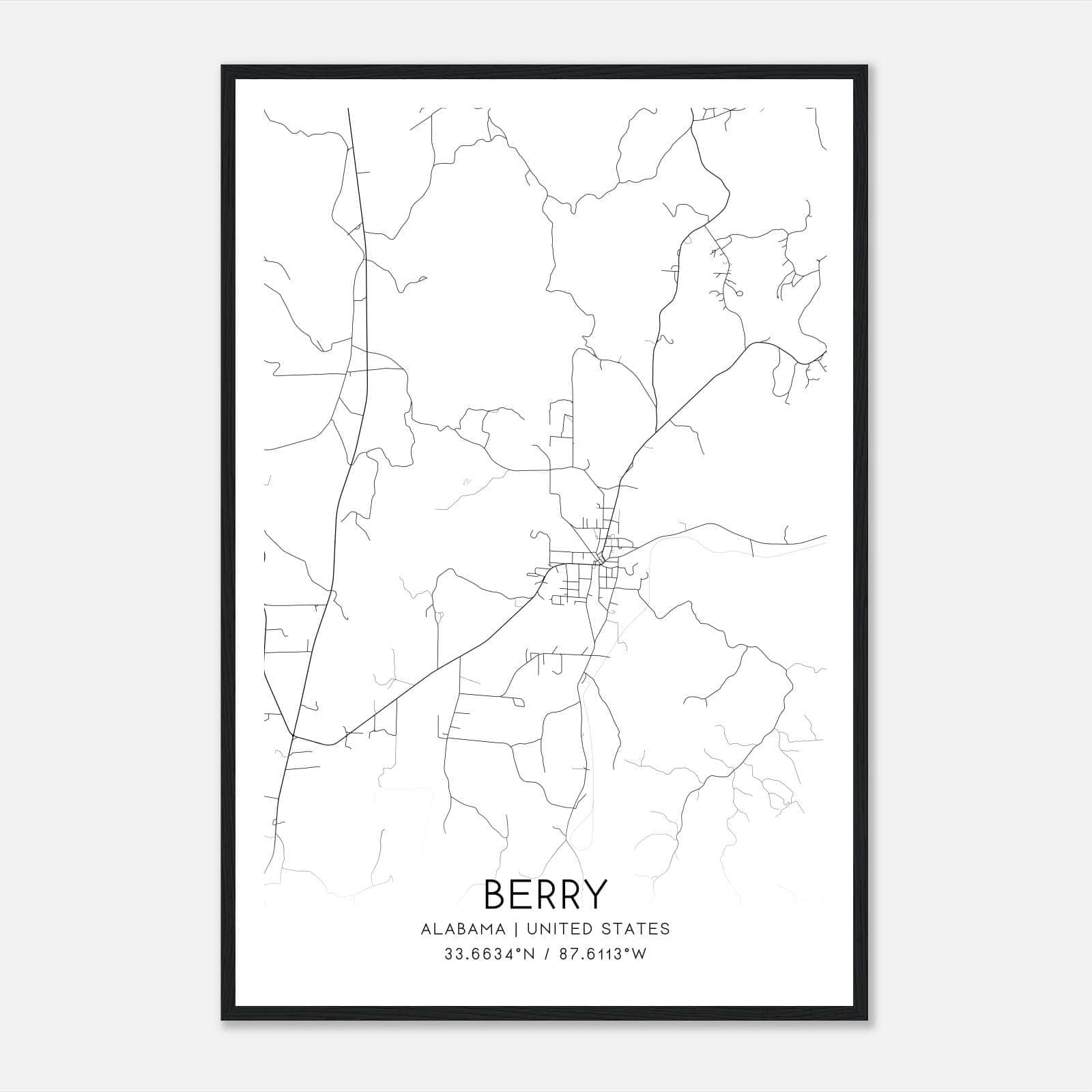 Berry Alabama Map Poster, Modern Home Decor Wall Art Print - Custom ...
