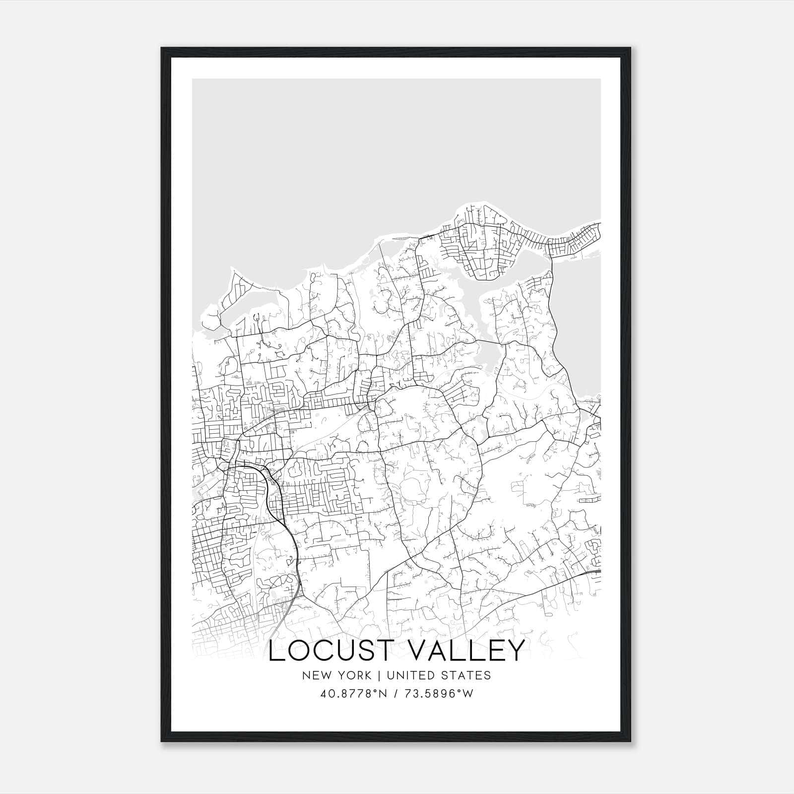 Locust Valley New York Map Poster, Modern Home Decor Wall Art Print ...