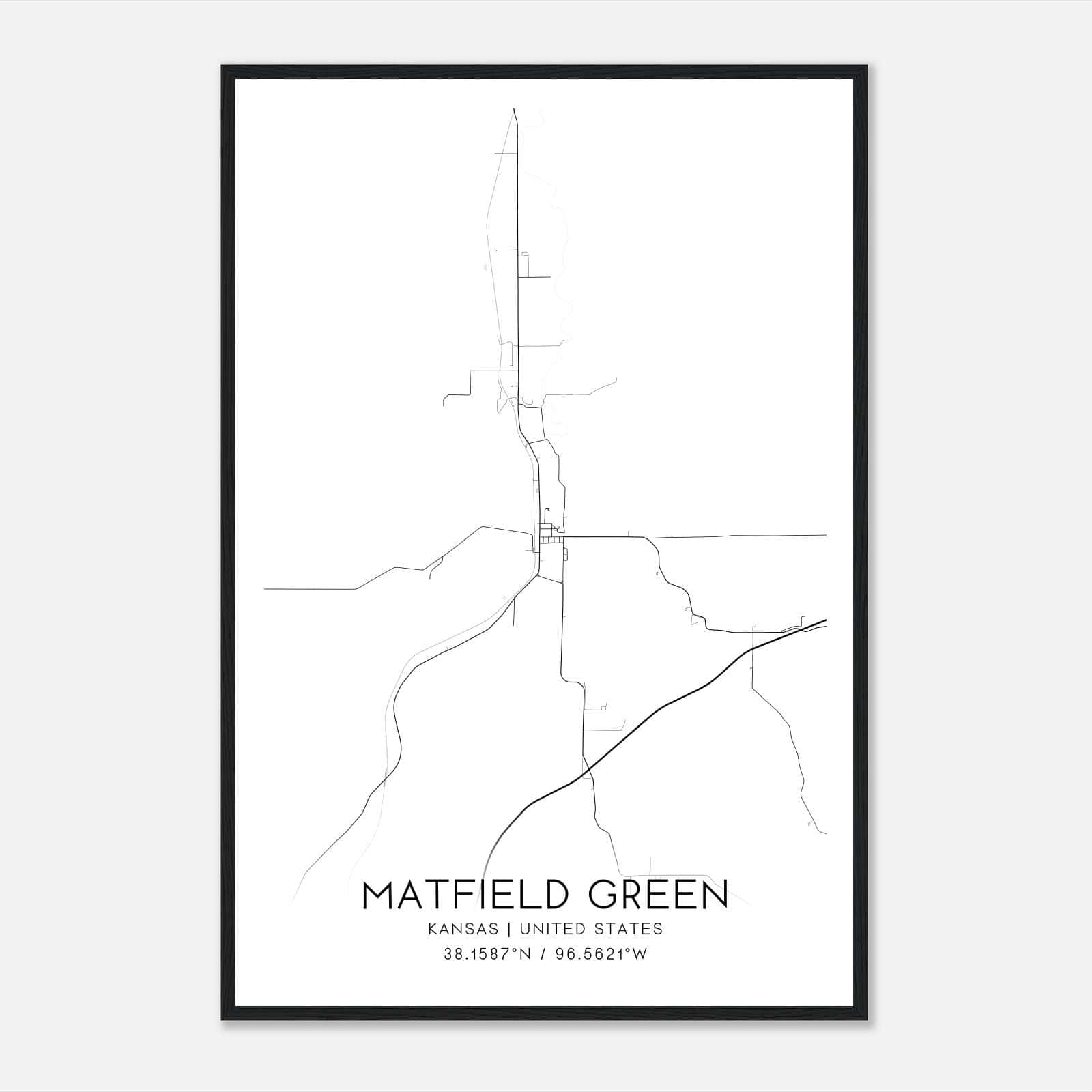 Matfield Green Kansas Map Poster, Modern Home Decor Wall Art Print ...