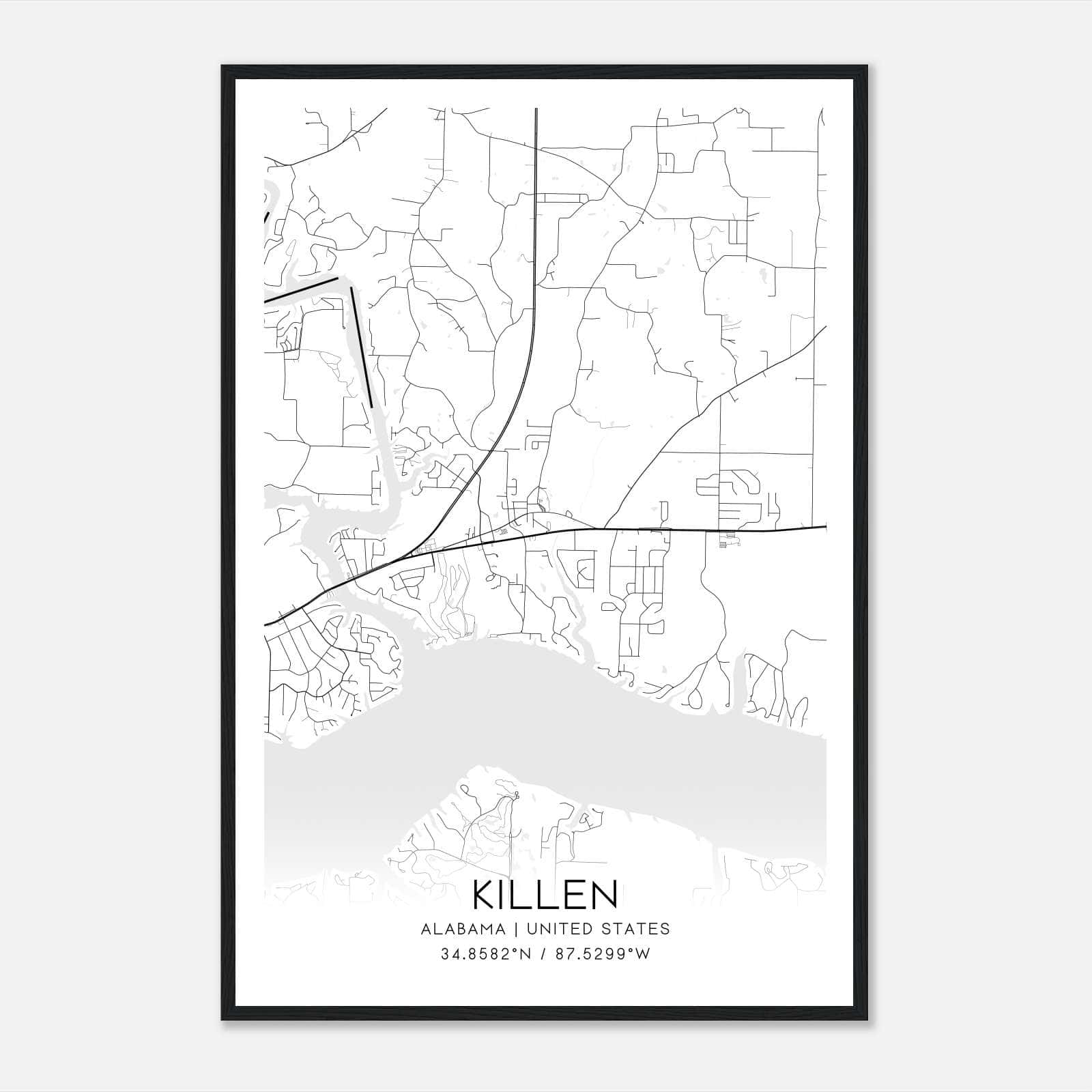 Killen Alabama Map Poster, Modern Home Decor Wall Art Print - Custom ...